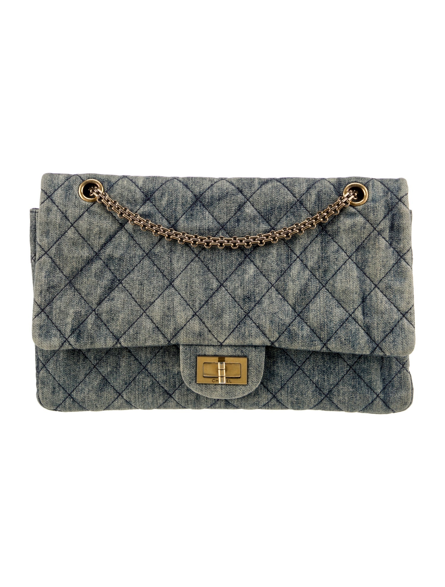 Chanel Denim Reissue 227 Double Flap Bag - Blue Shoulder Bags, Handbags ...