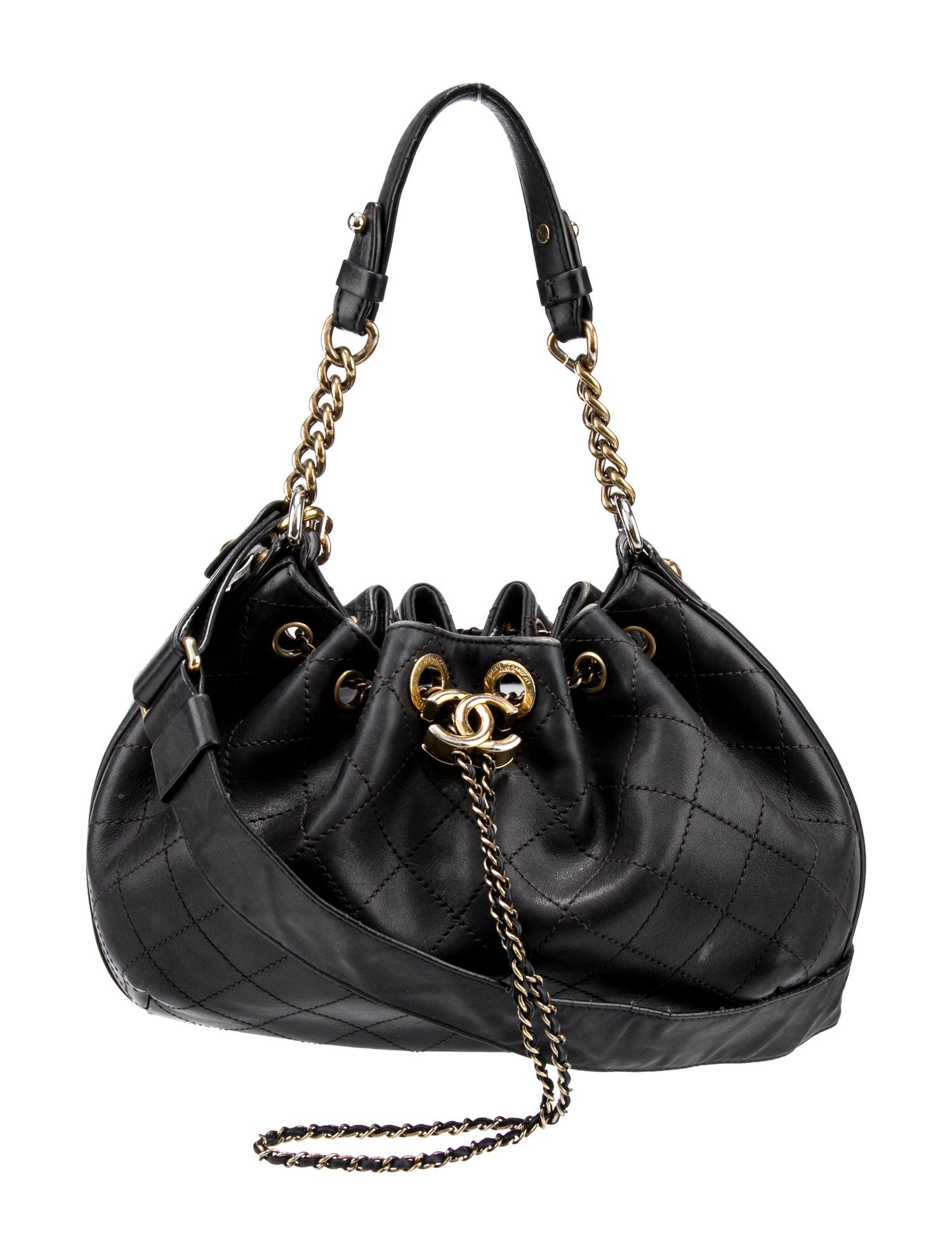 Chanel Paris-Rome Drawstring CC Bag - Black Shoulder Bags, Handbags ...