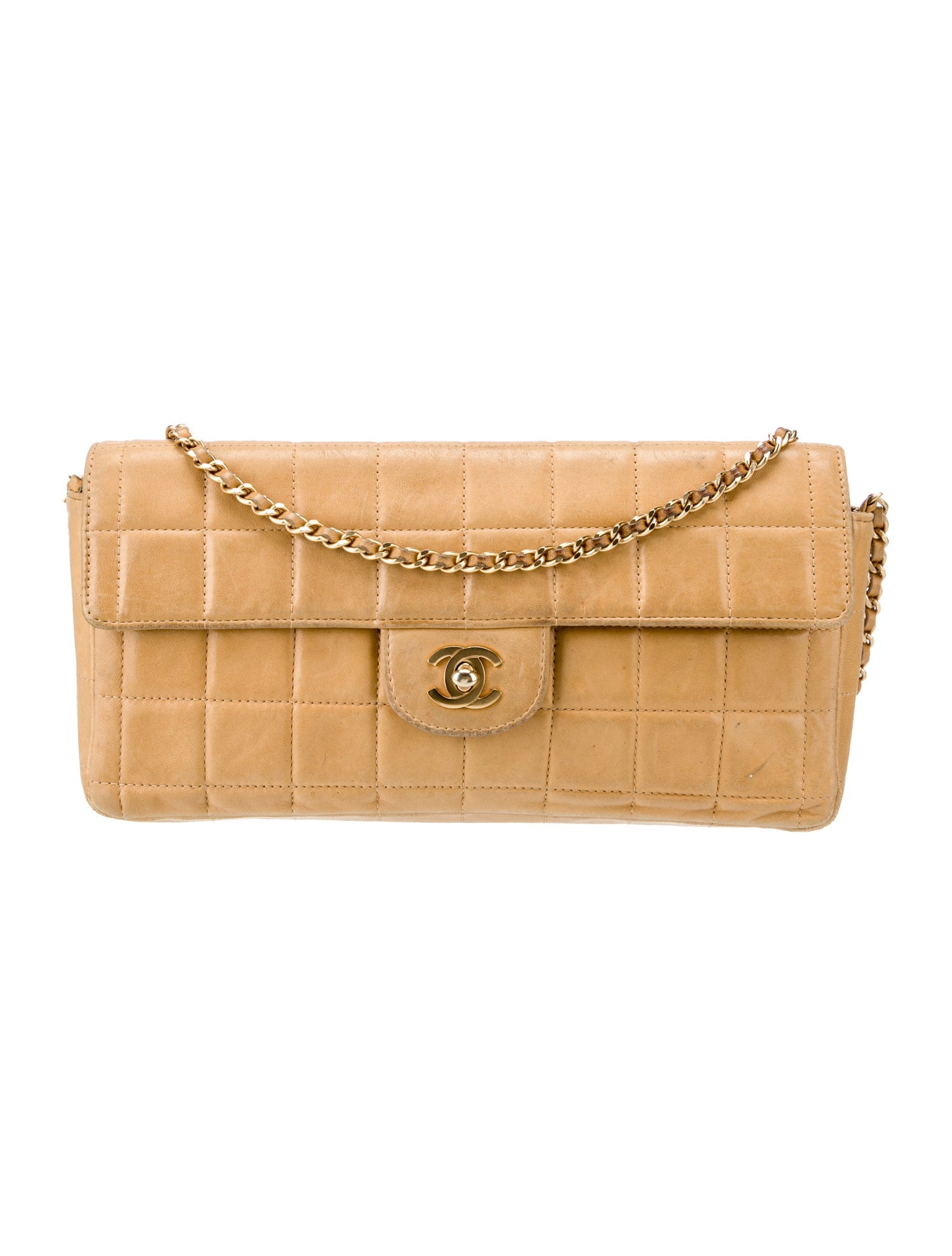 Chanel Square Quilt E/W Flap Bag - Neutrals Shoulder Bags, Handbags ...