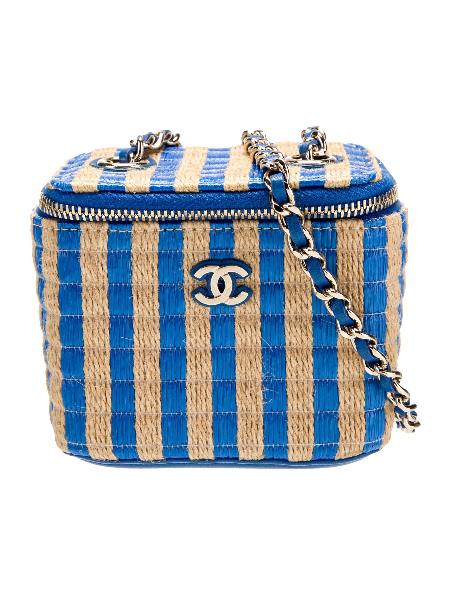 Chanel Raffia Mini Vanity Case - Blue Mini Bags, Handbags - CHA1194815 ...