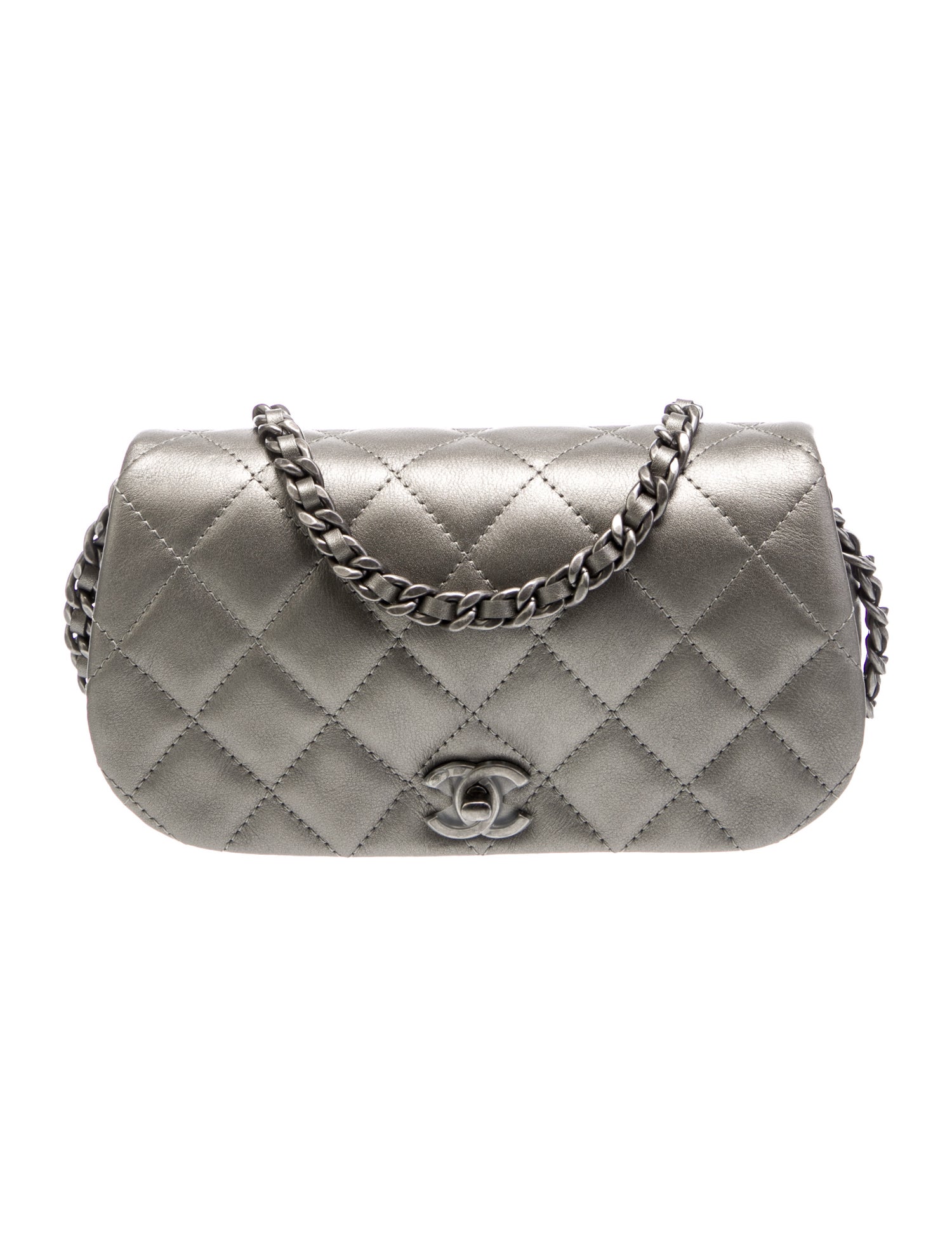 Chanel Paris-Chateau Coco Mail Clutch w/Chain - Grey Crossbody Bags ...
