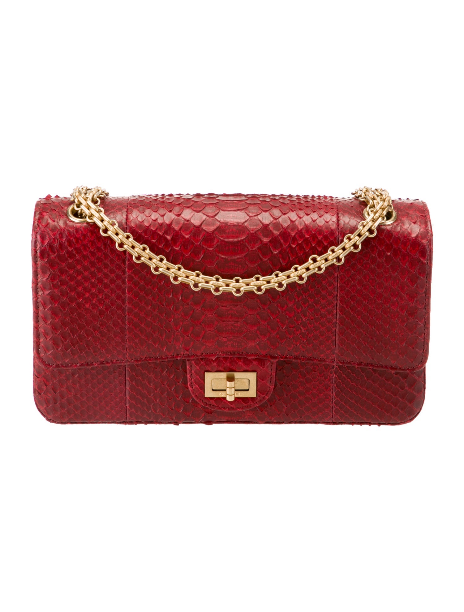 Chanel Python Classic Rectangular Mini Single Flap Bag - Orange ...