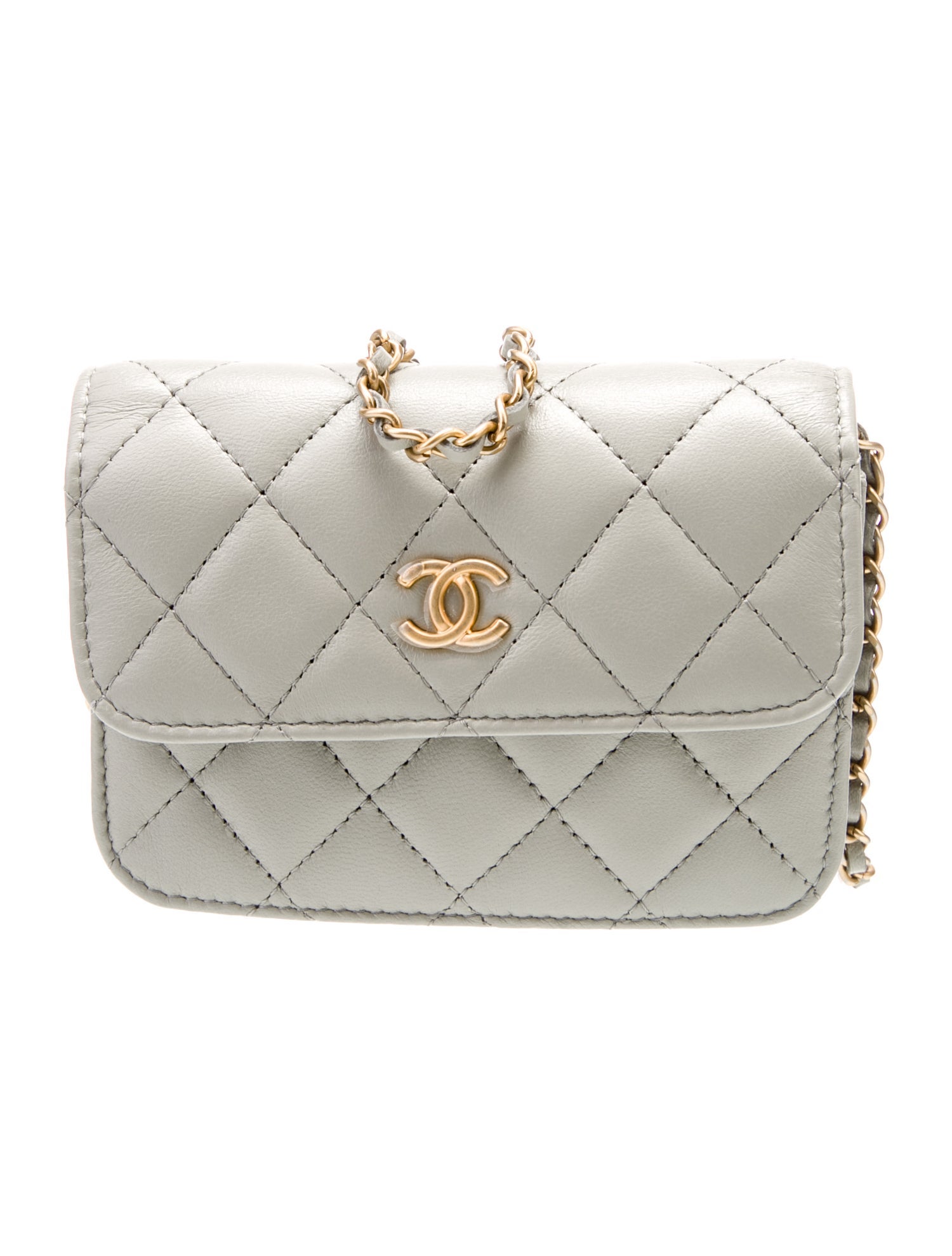 Chanel Pearl Crush Mini Wallet on Chain - Grey Mini Bags, Handbags ...