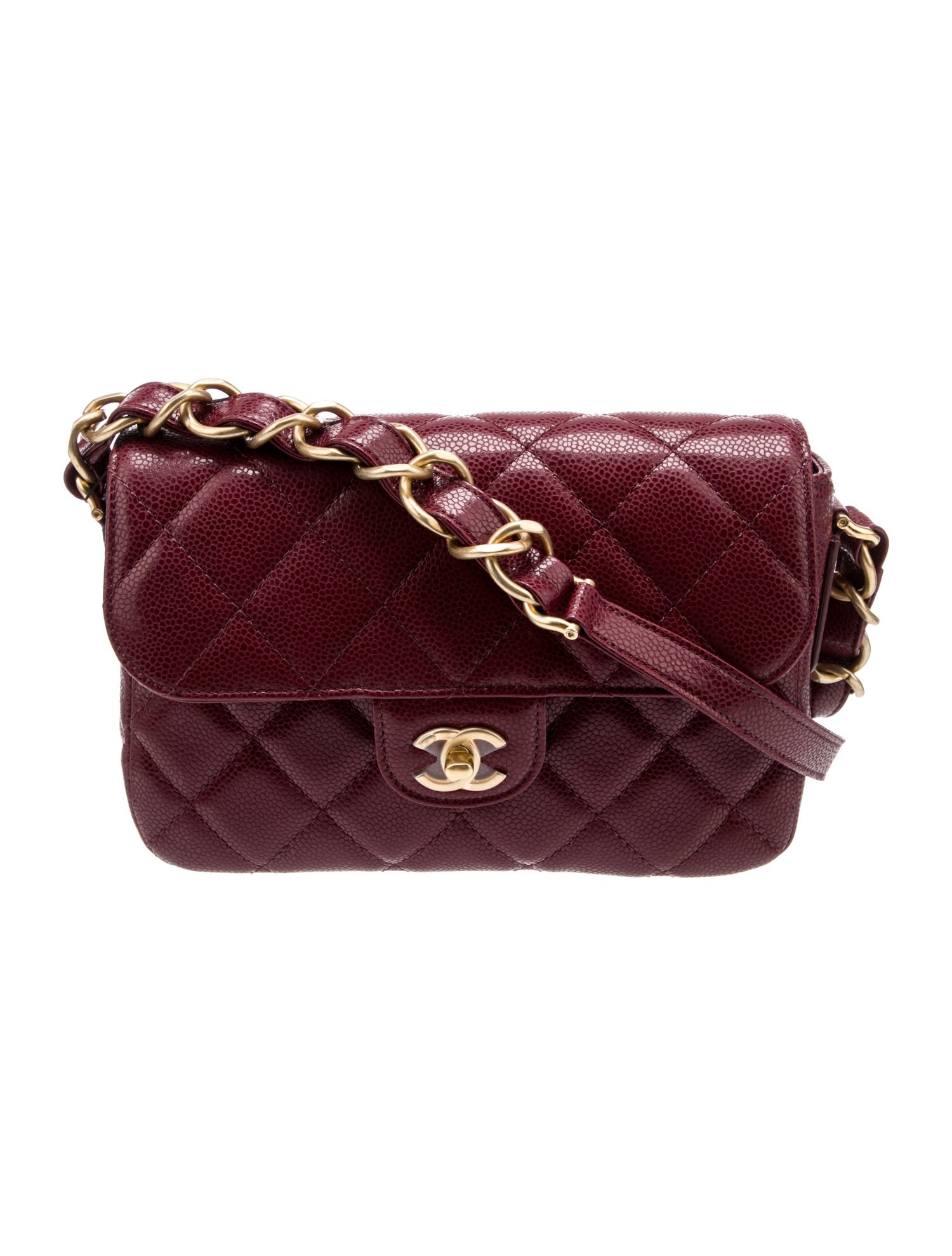 Chanel Caviar Quilted Small Messenger Bag w/Tags - Burgundy Shoulder ...
