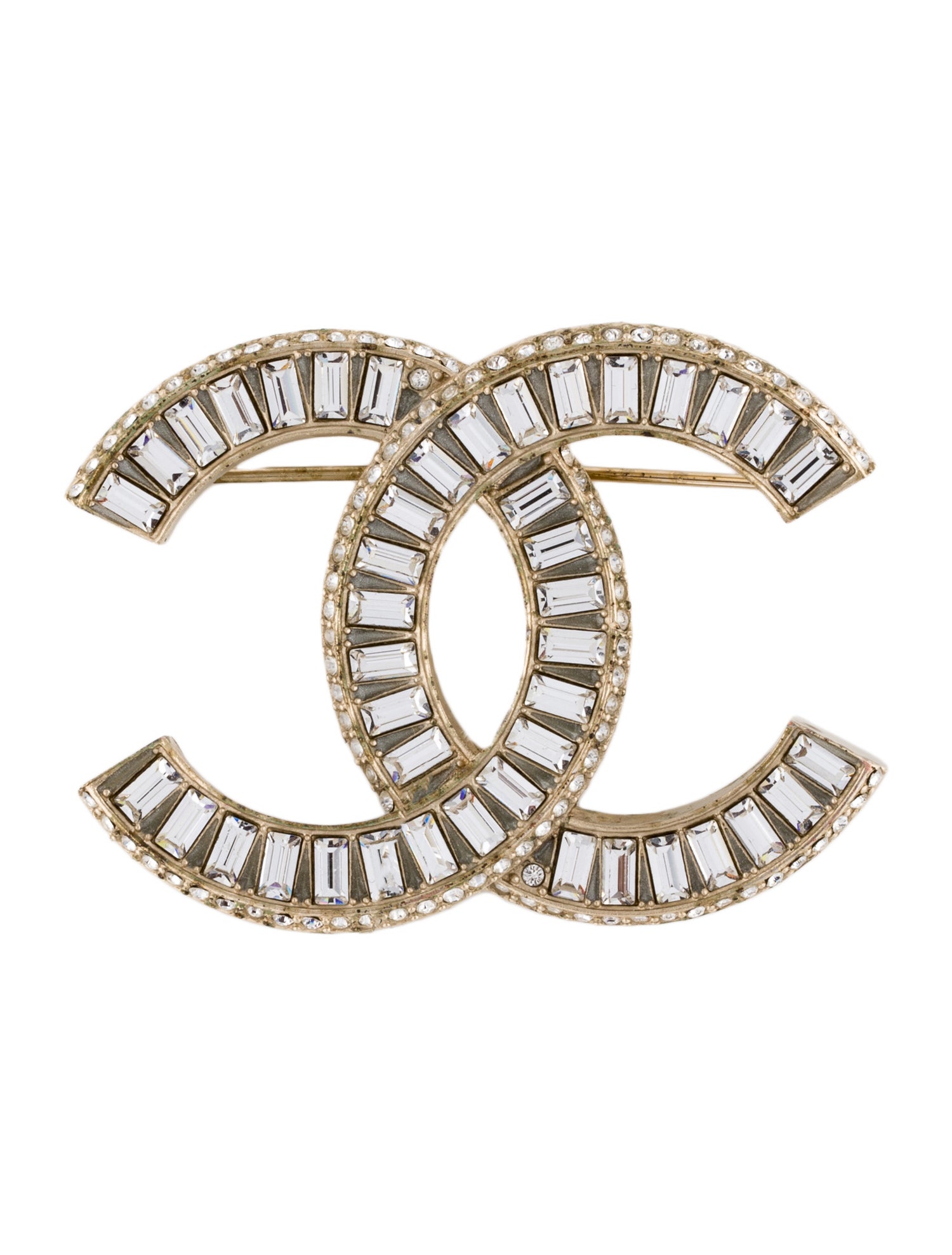 Chanel Strass CC Brooch - Clear, Gold-Plated Pin, Brooches - CHA1206189 ...