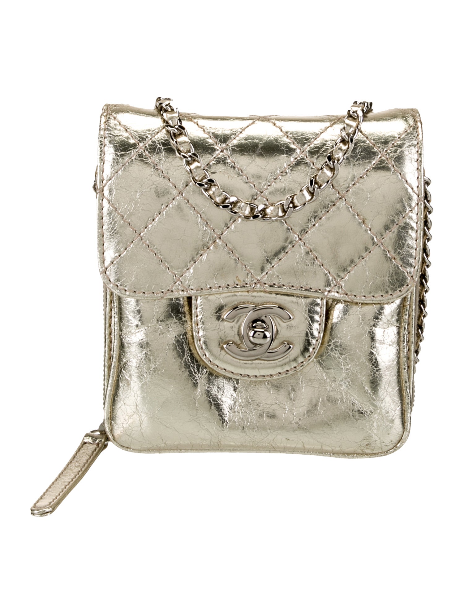 Chanel Metallic Clams Wallet on Chain - Gold Crossbody Bags, Handbags ...