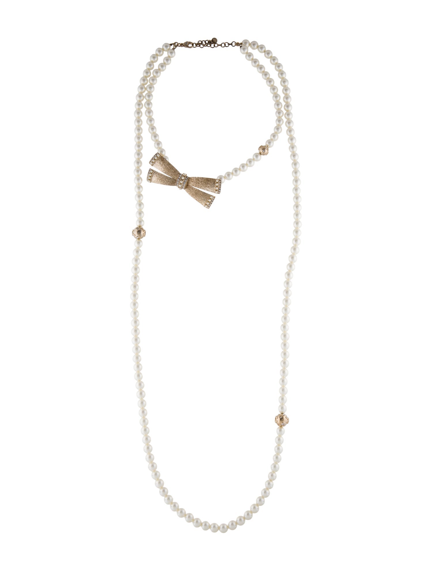 Chanel 2020 Faux Pearl, Leather & Strass CC Double Strand Necklace ...