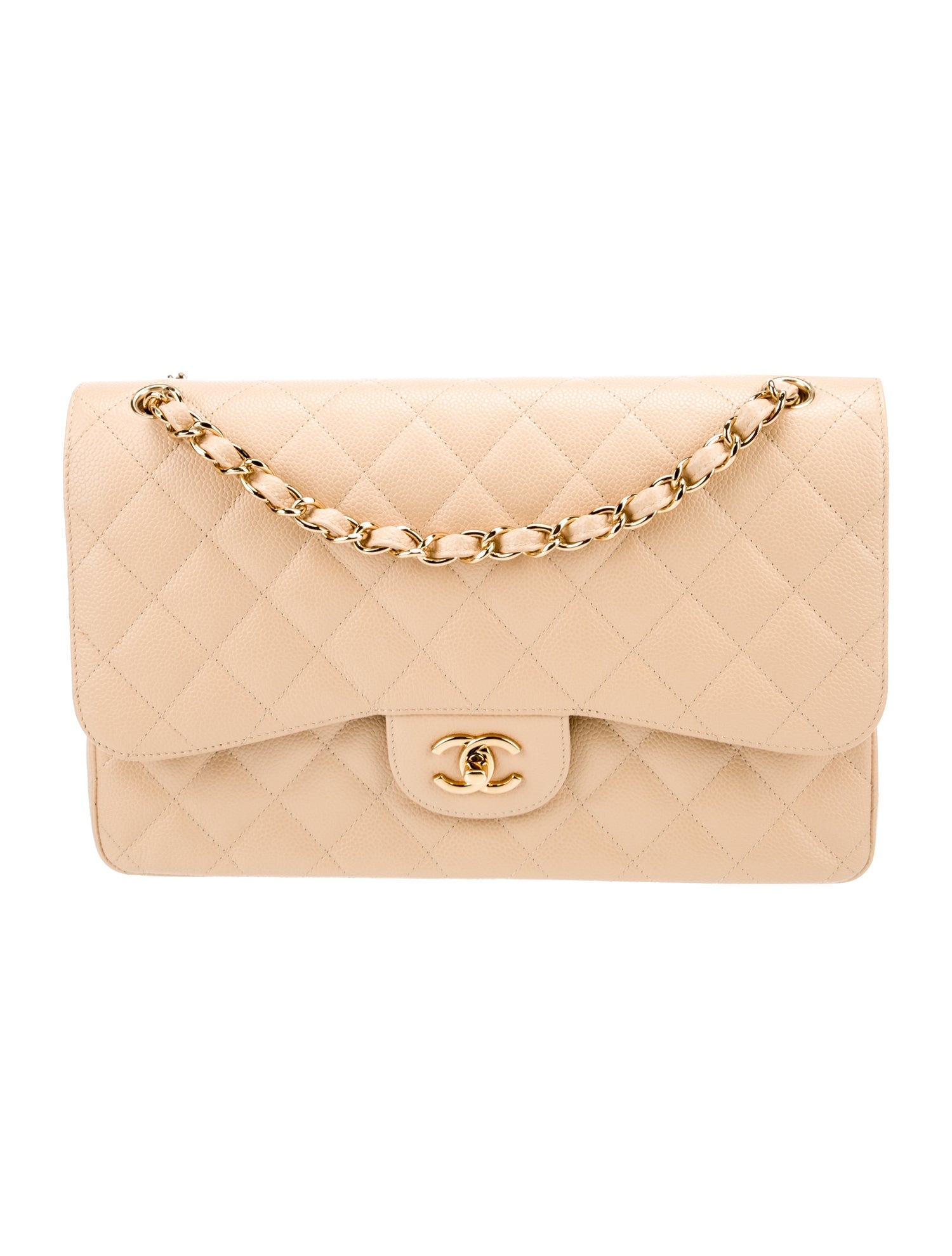 Chanel Caviar Classic Jumbo Double Flap Bag - Grey Shoulder Bags ...