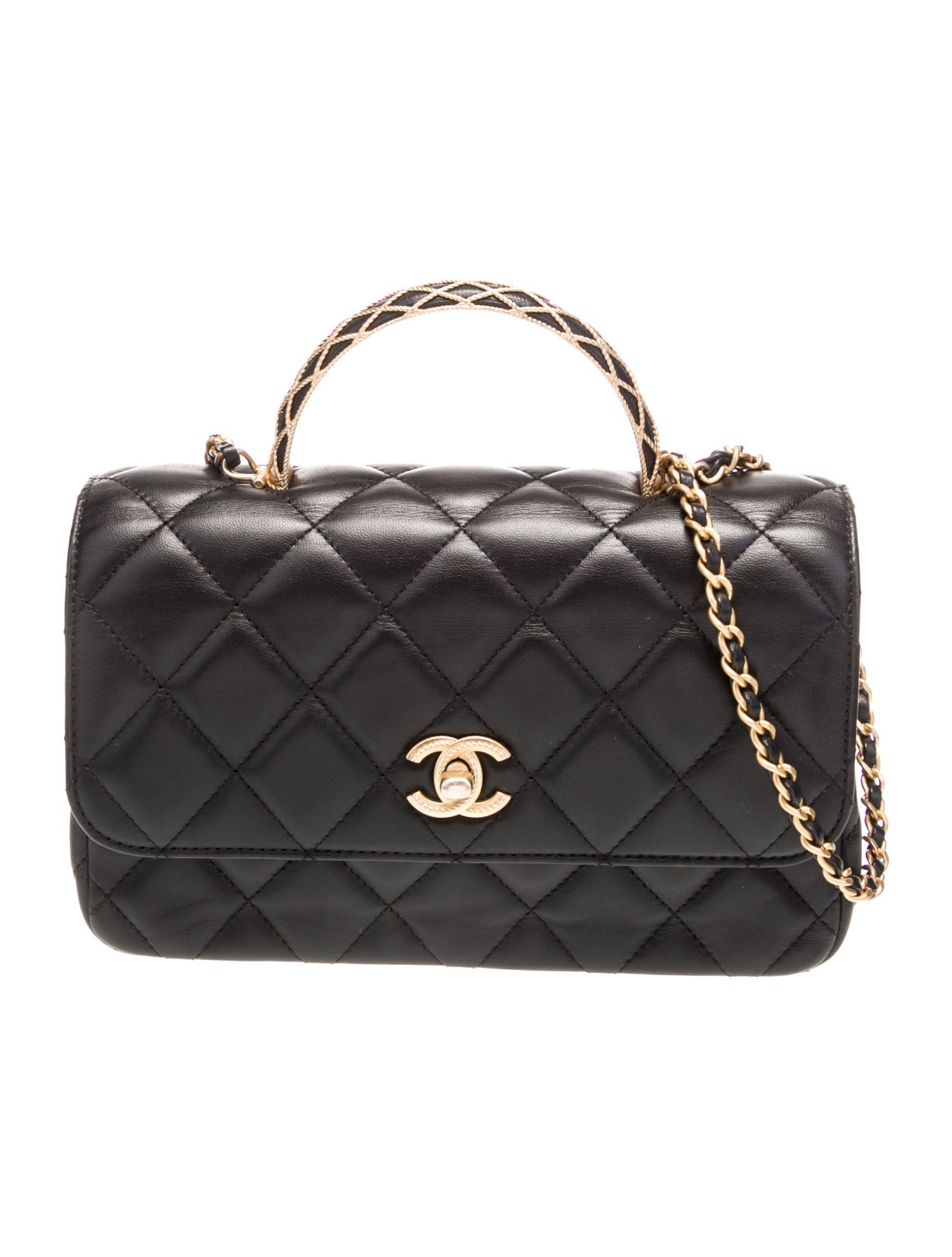 Chanel CC Small Top Handle Flap Bag - Black Handle Bags, Handbags ...