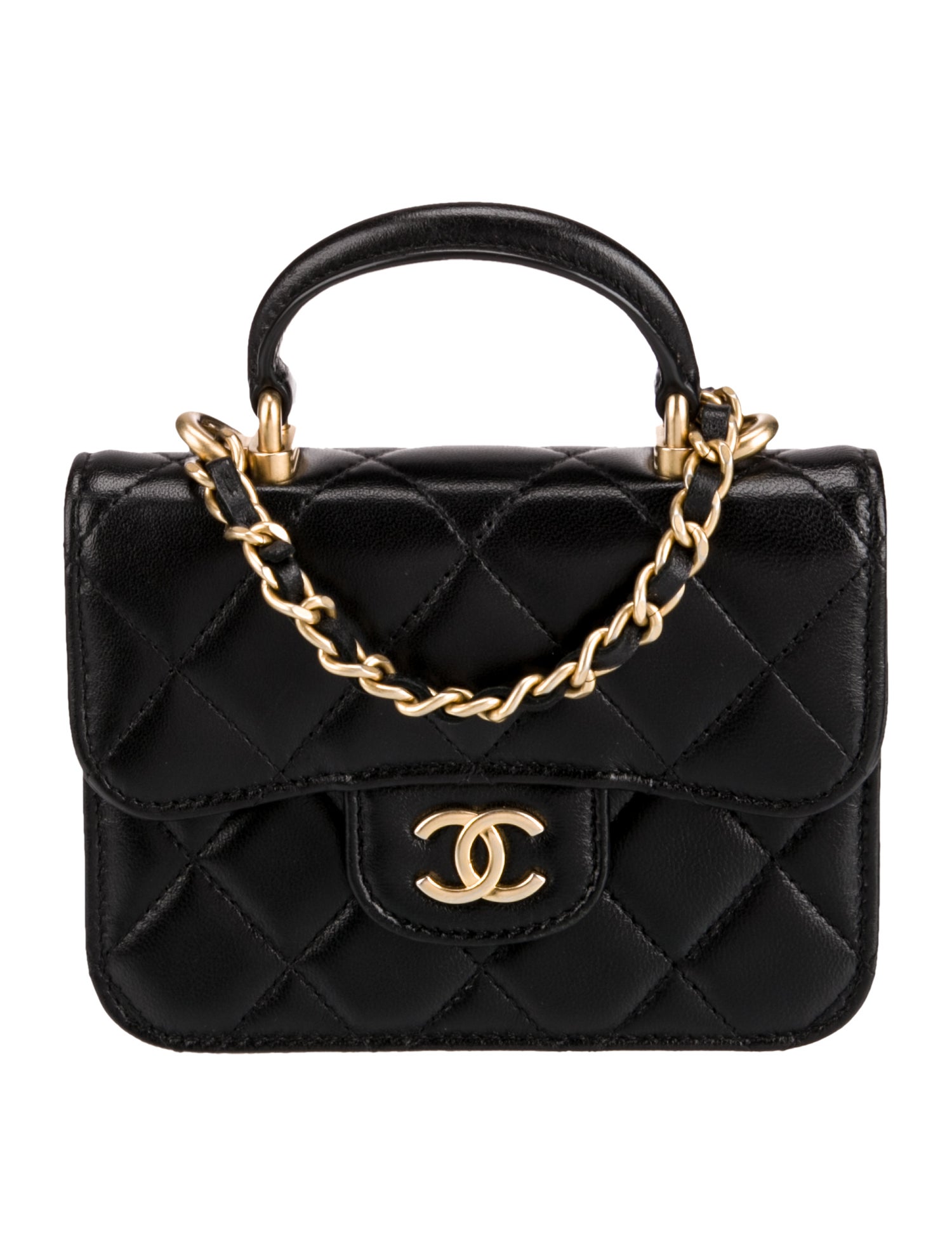 Chanel Chanel Mini Top Handle Flap Clutch w/ Chain - Black Mini Bags ...