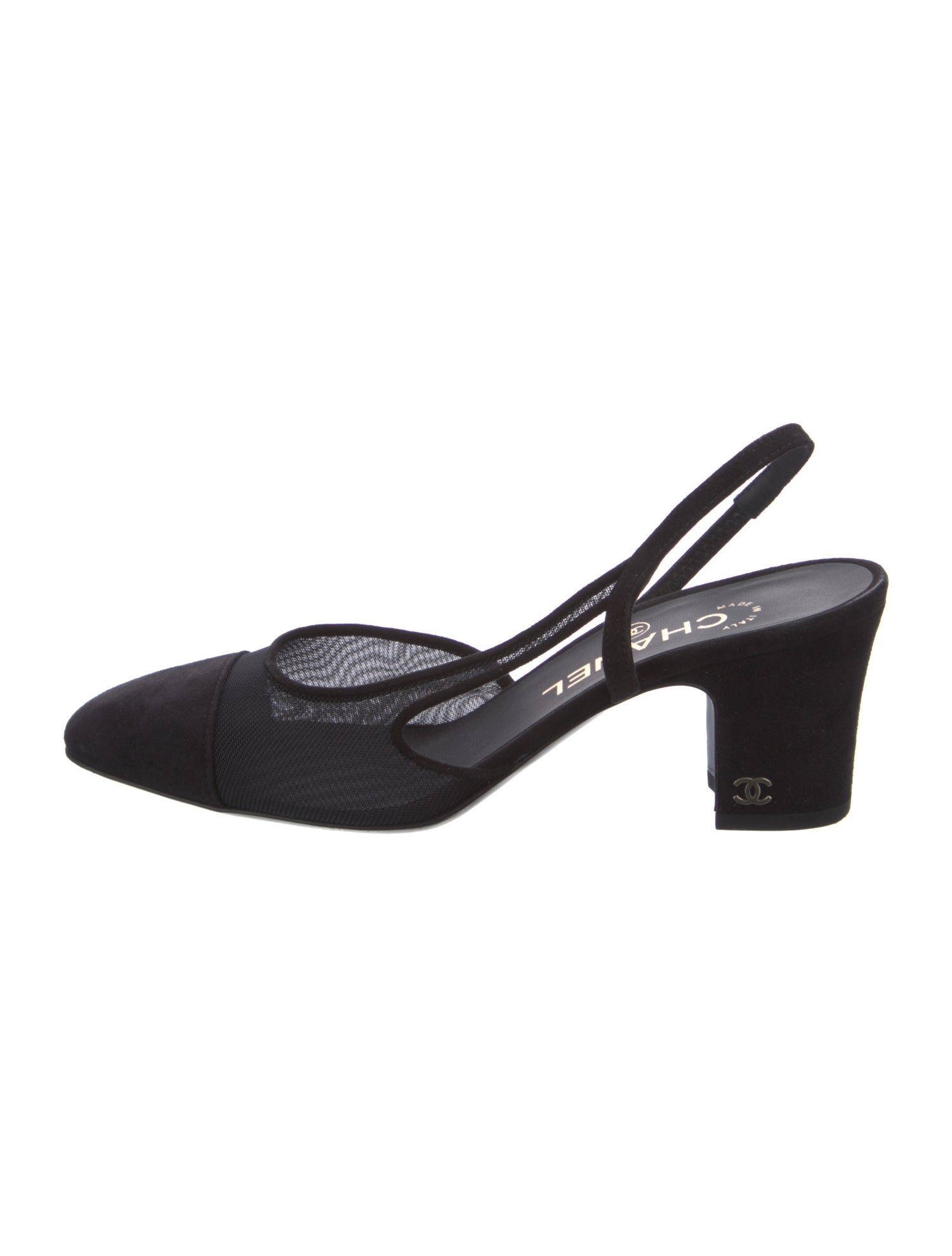 Chanel Interlocking CC Logo Mesh Slingback Pumps - Black Pumps, Shoes ...