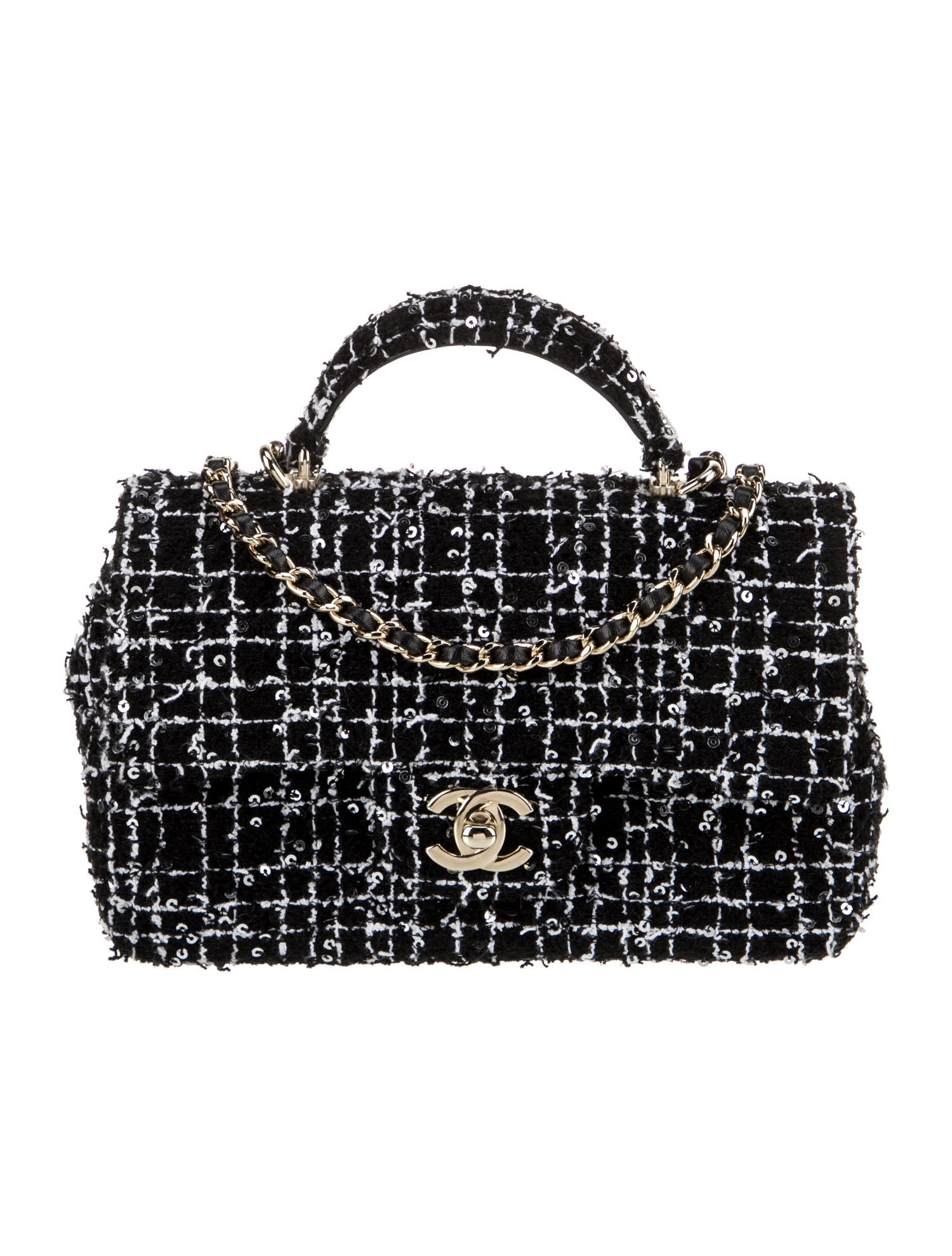Chanel 2024 Classic Tweed Rectangular Mini Top Handle Bag - Black ...