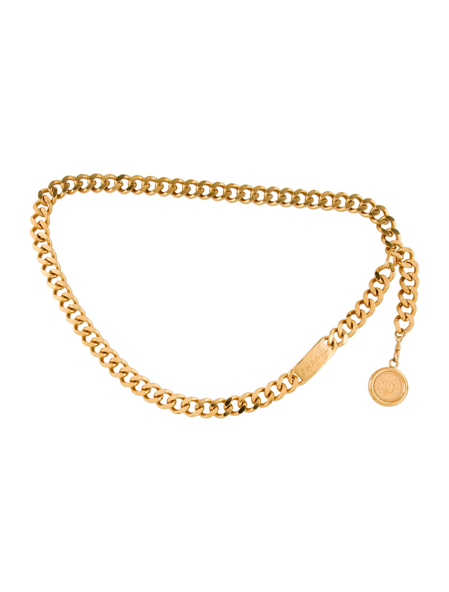 Chanel 1996 Interlocking CC Logo Chain-Link Belt - Gold Belts ...