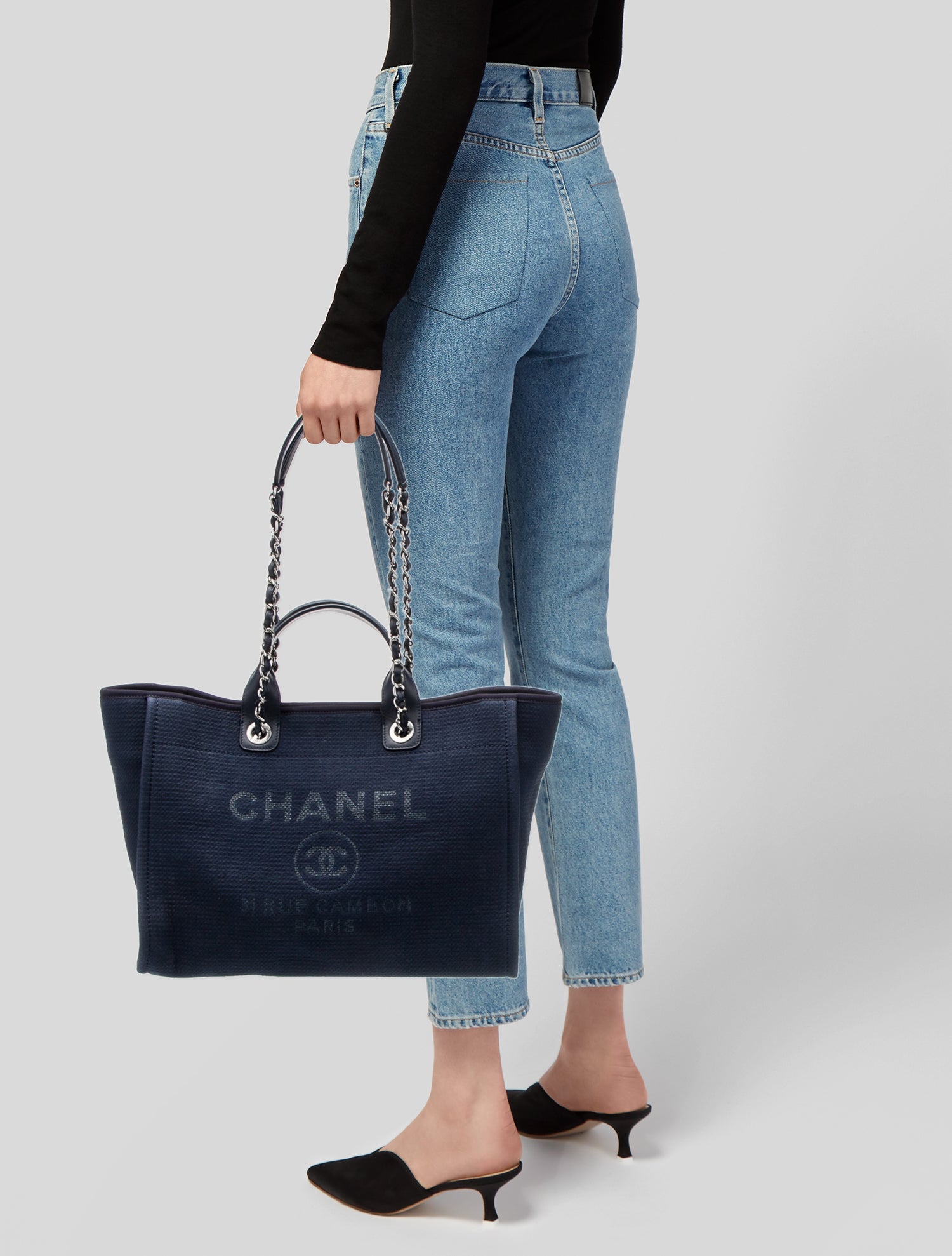 Chanel 2022 Large Deauville Tote w/Tags w/ Tags - Blue Totes, Handbags ...