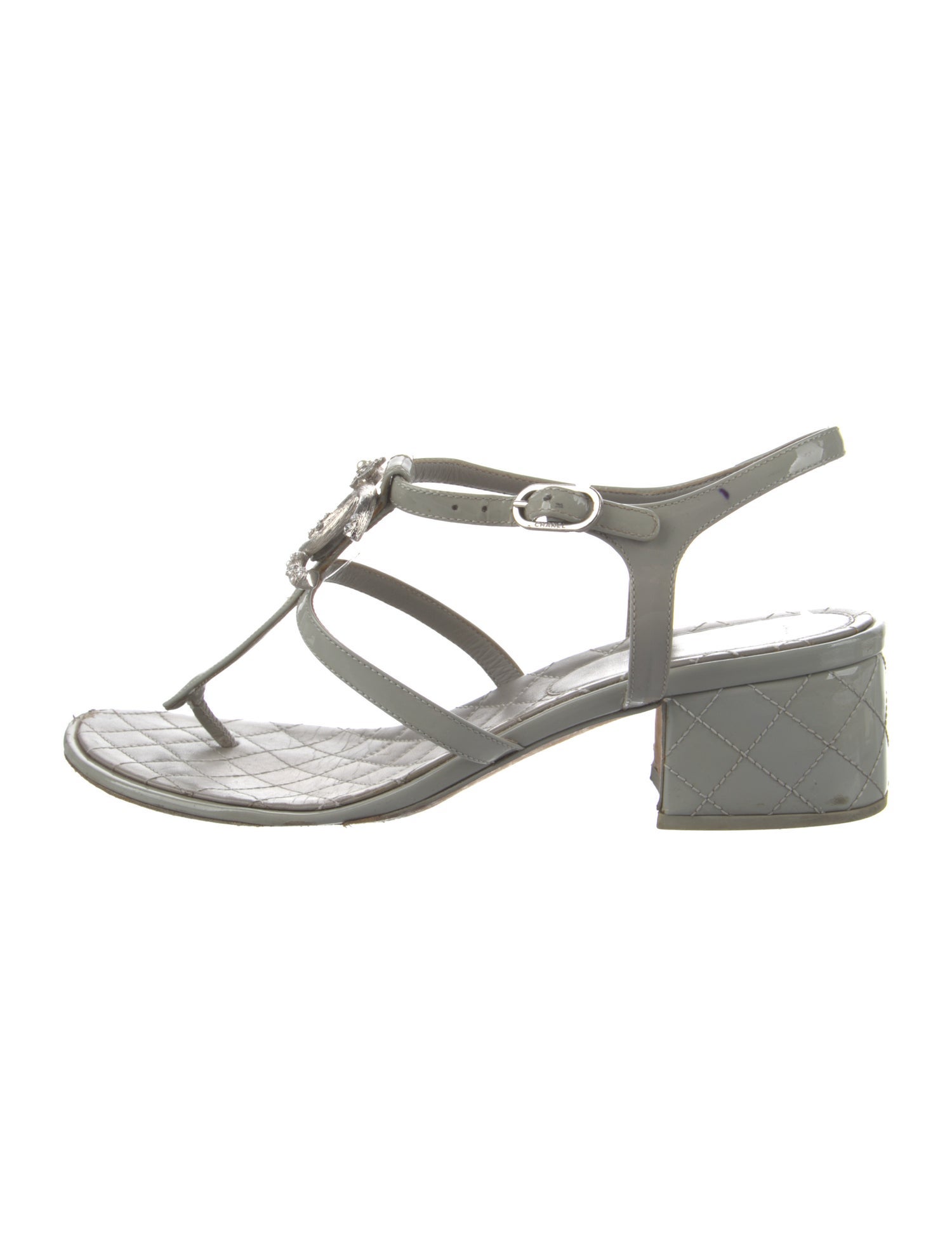Chanel 2017 Interlocking CC Logo T-Strap Sandals - Grey Sandals, Shoes ...