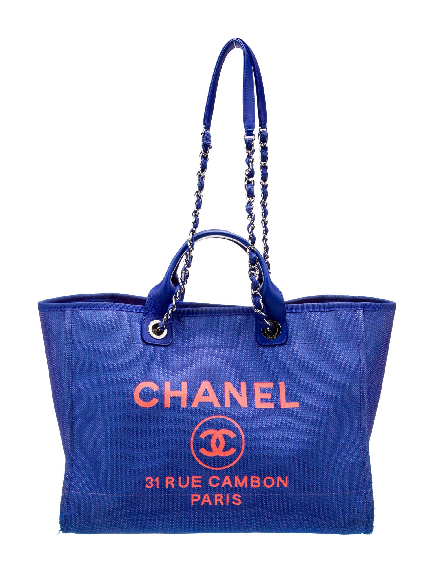 Chanel Small Deauville Shopping Tote - Blue Totes, Handbags ...