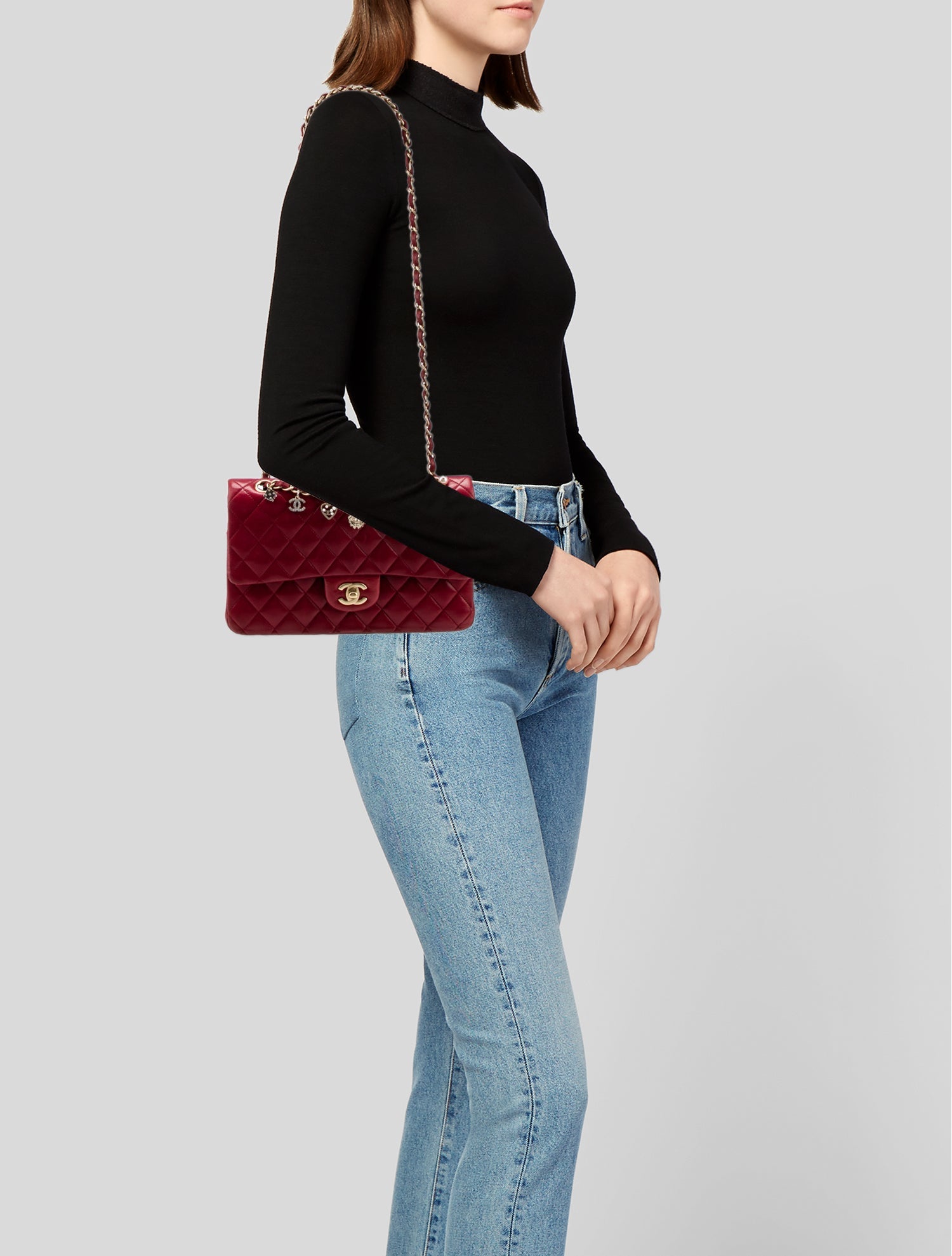 Chanel Medium Charms Double Flap Bag - Red Shoulder Bags, Handbags ...