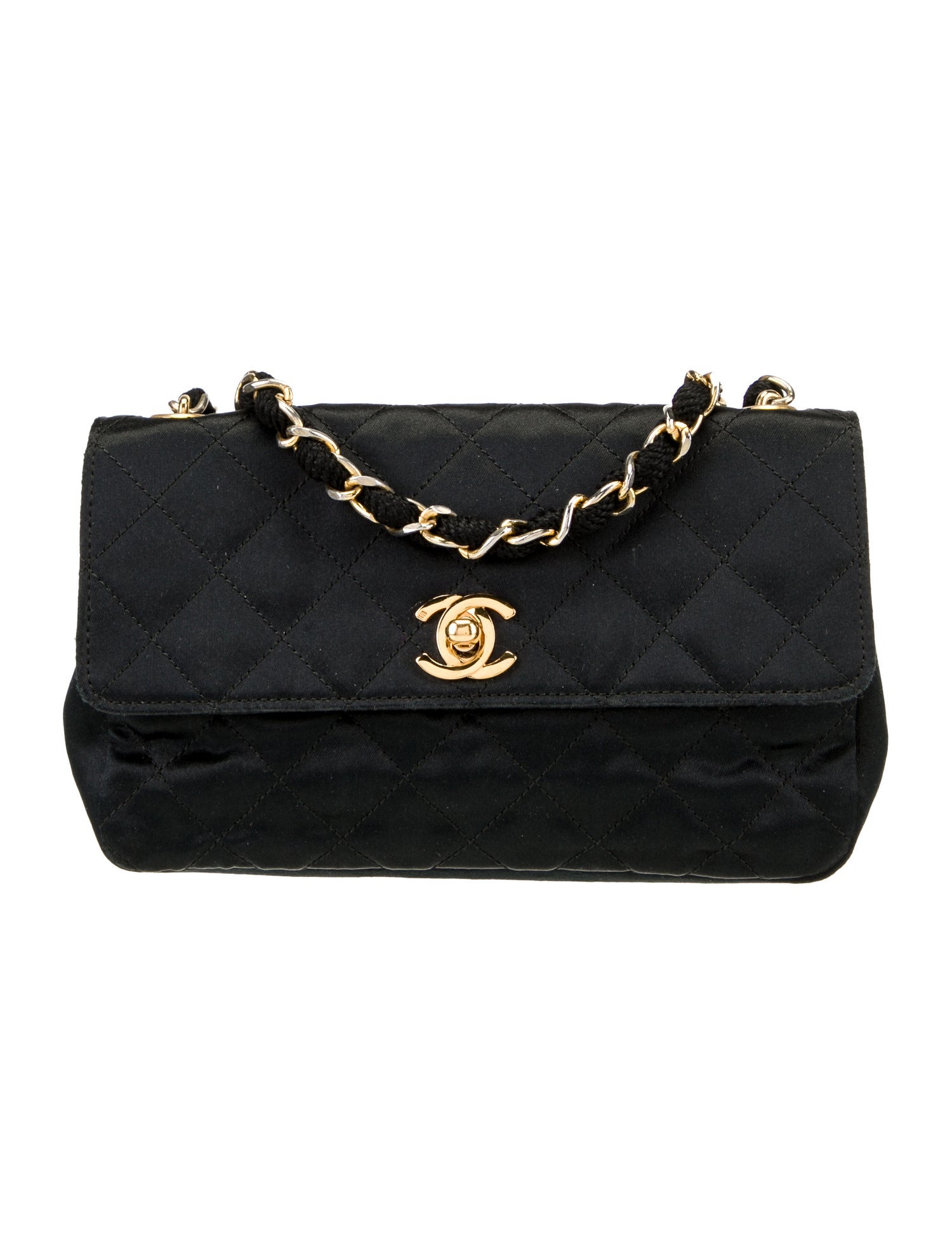 Chanel Satin Mini Flap Bag - Black Crossbody Bags, Handbags ...