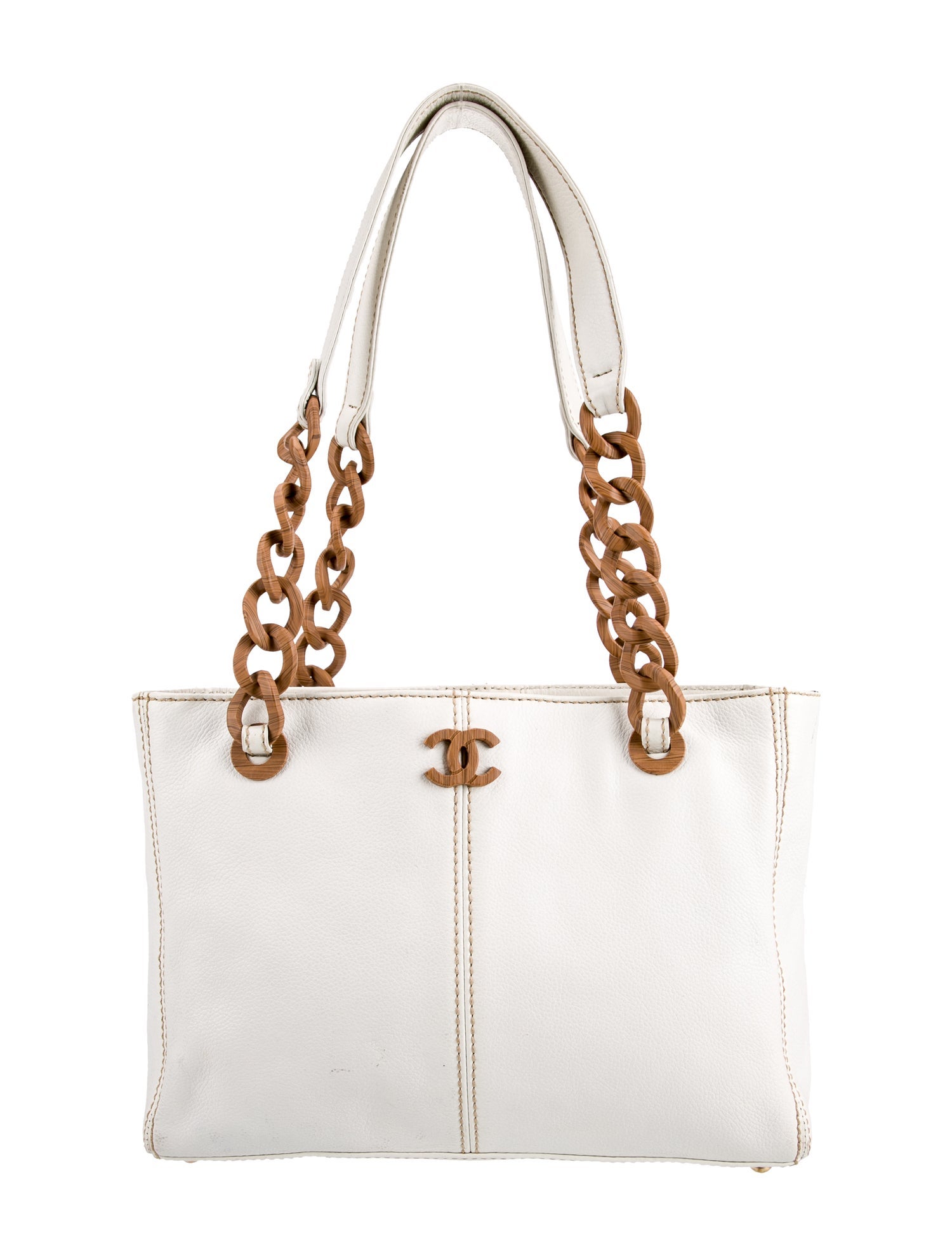 Chanel Wood Chain CC Tote - White Totes, Handbags - CHA1231369 | The ...