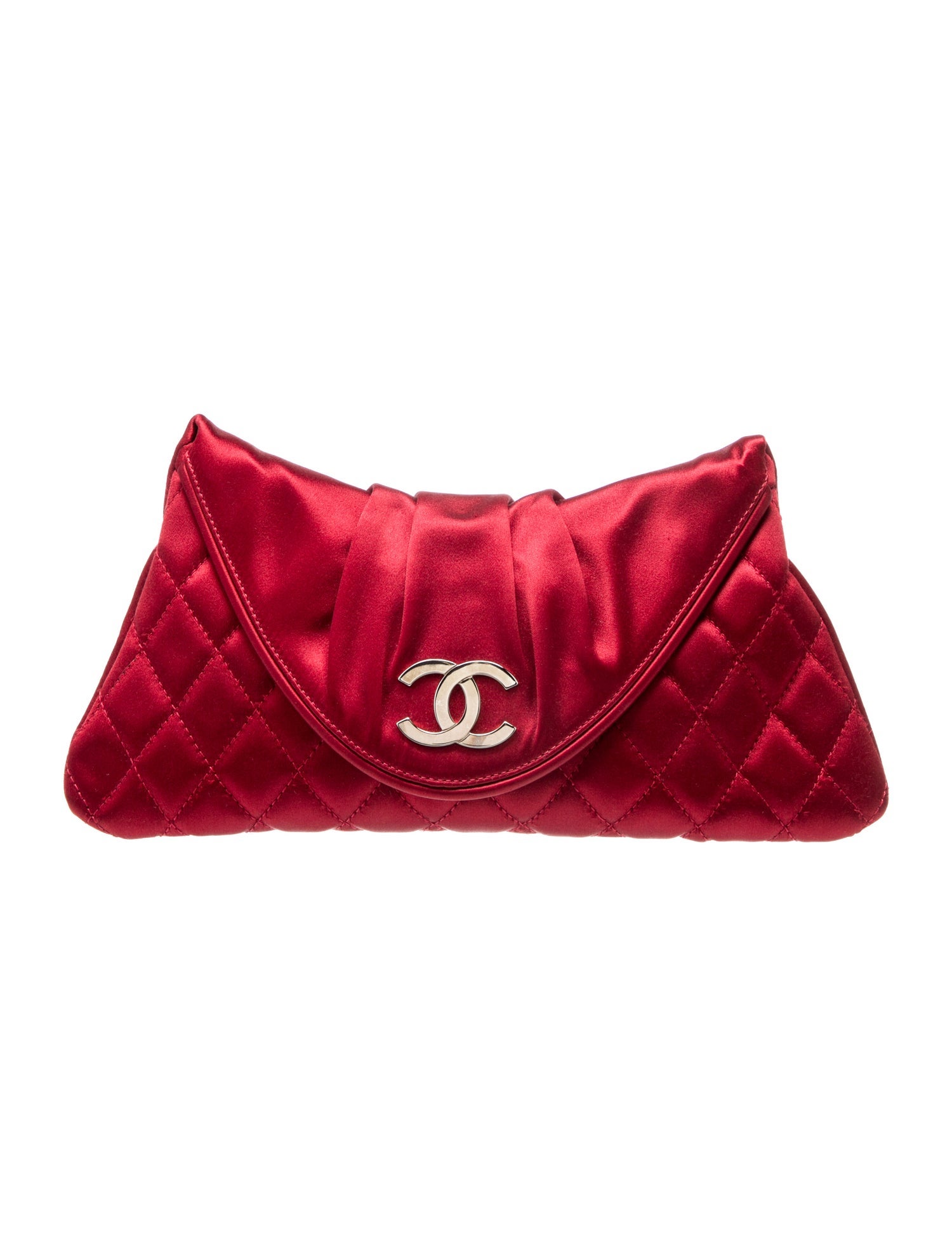 Chanel Satin Half Moon Clutch - Red Clutches, Handbags - CHA1236324 ...