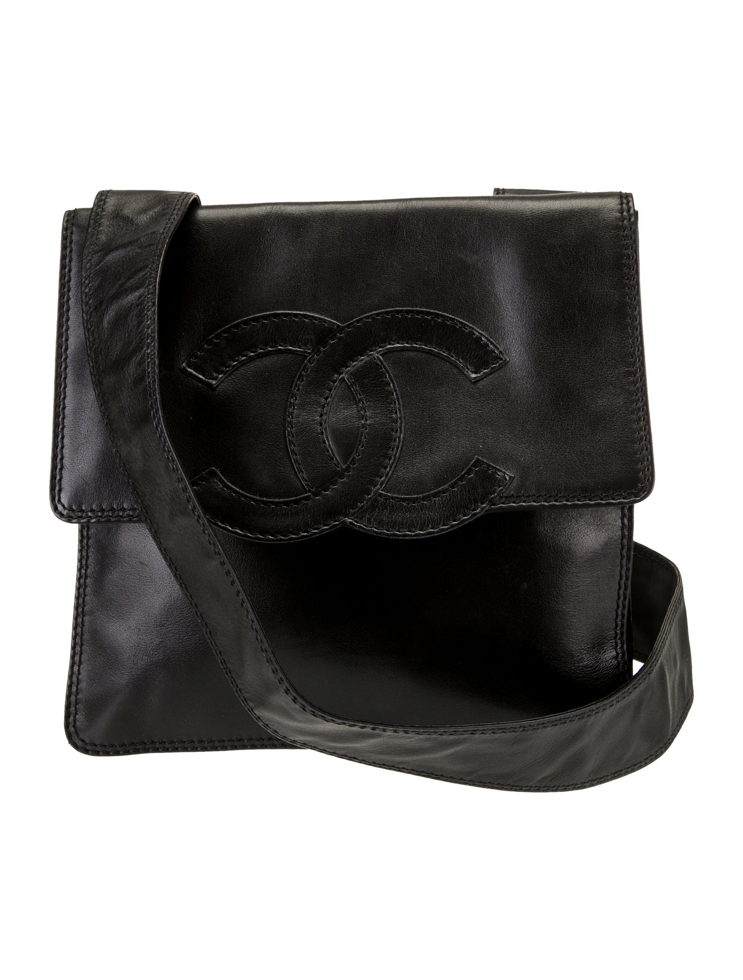 Chanel CC Flap Messenger Bag - Black Crossbody Bags, Handbags ...