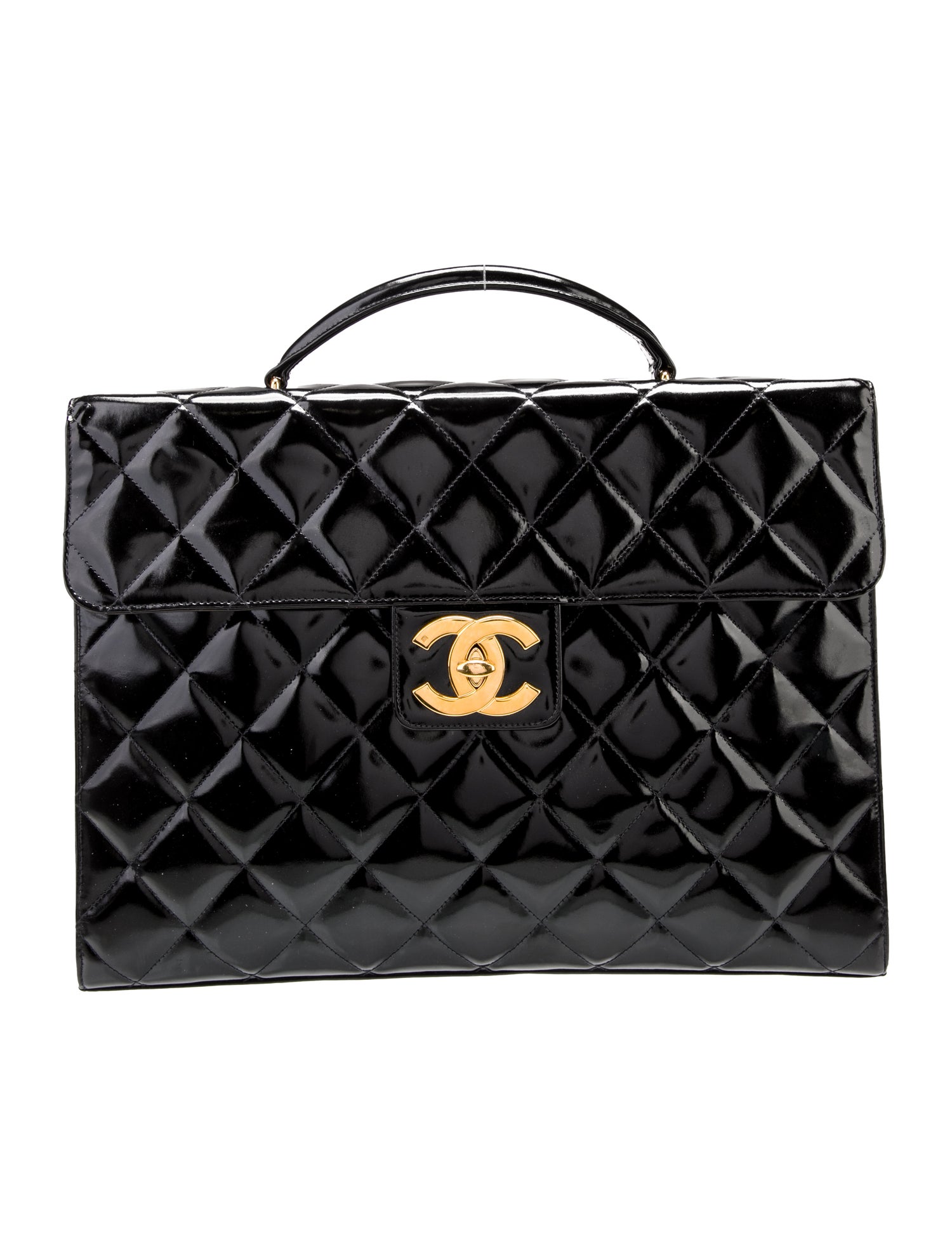 Chanel Patent CC Briefcase - Black Handle Bags, Handbags - CHA1237281 ...
