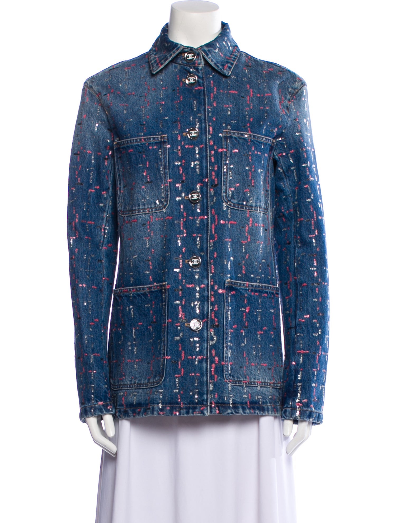 Chanel 2023 Printed Denim Jacket - Blue Jackets, Clothing - CHA1238250 ...