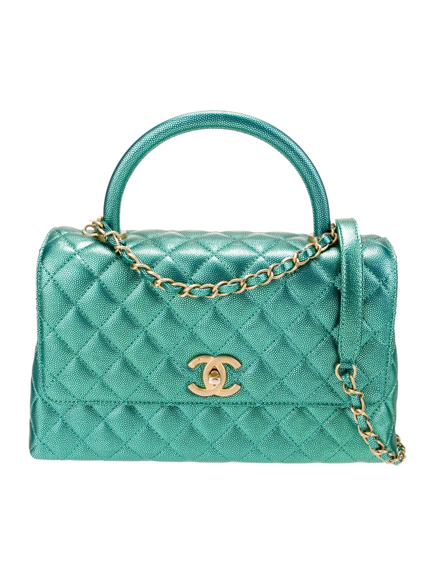 Chanel Small Coco Handle Bag - Green Crossbody Bags, Handbags ...