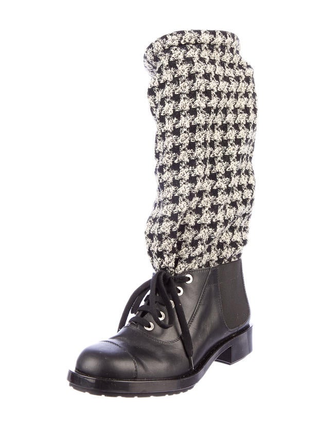 Chanel Houndstooth Boots - Black Boots, Shoes - CHA12396 | The RealReal