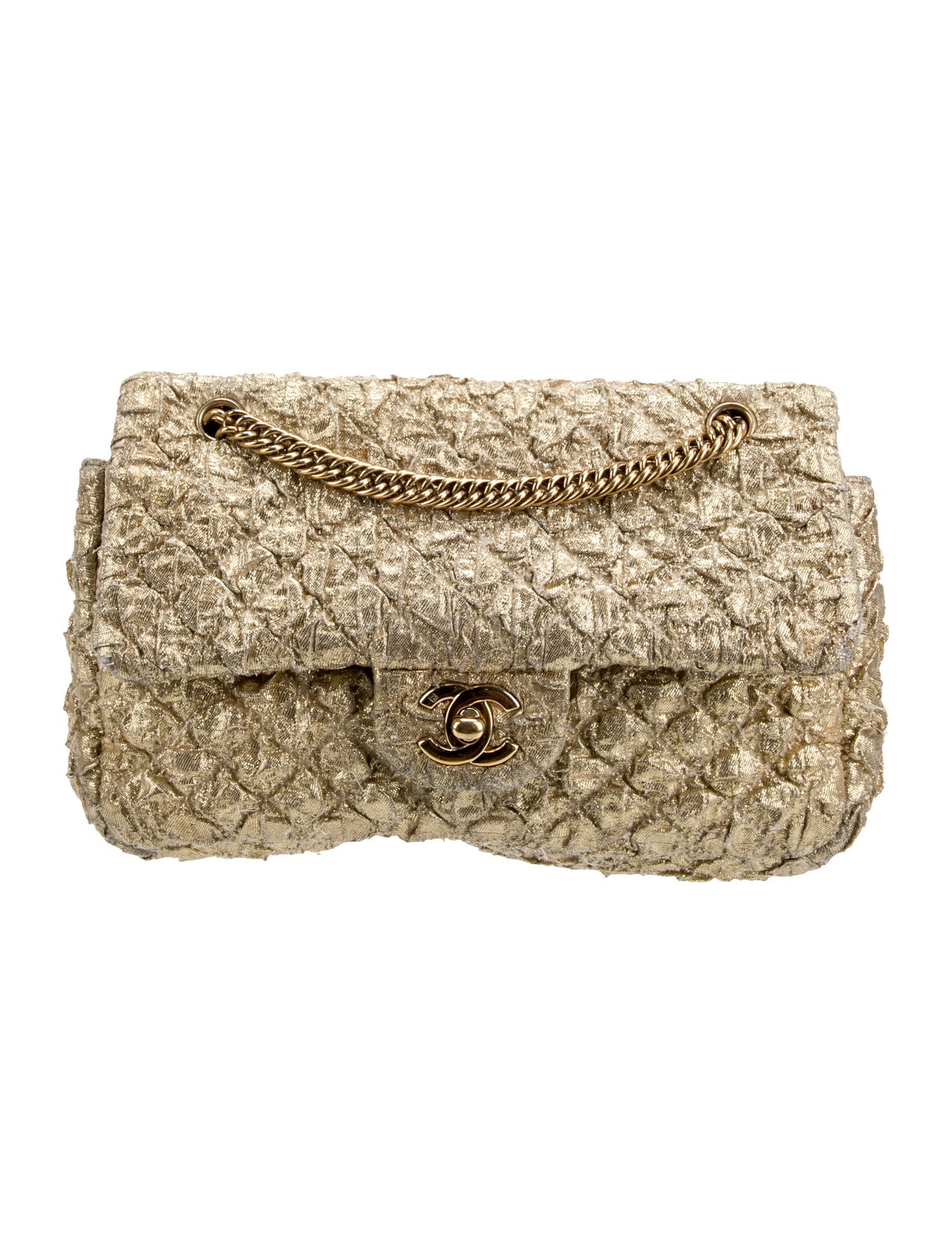 Chanel Lamé Small Double Flap Bag - Gold Shoulder Bags, Handbags ...