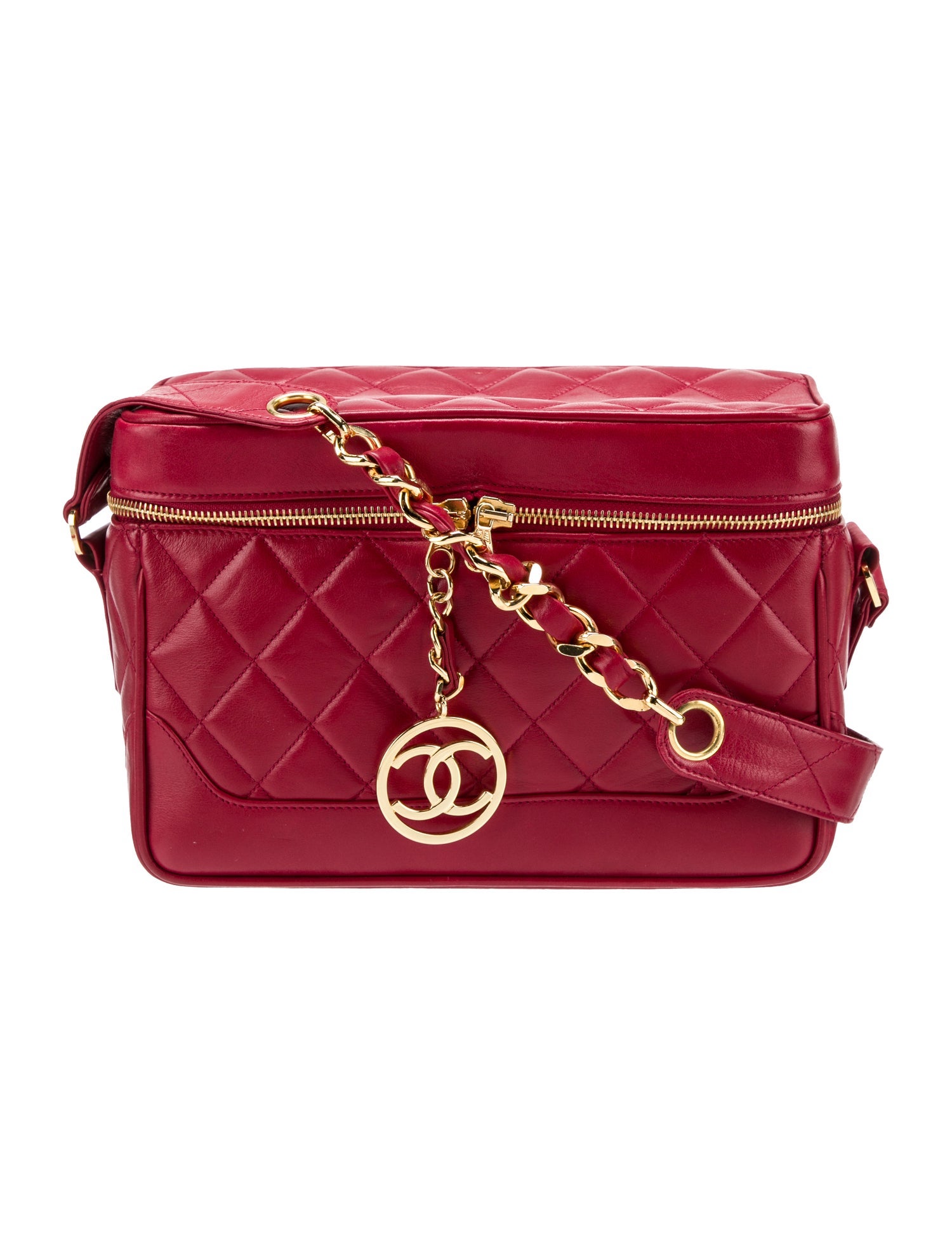Chanel Quilted Vanity Case Crossbody Bag - Red Crossbody Bags, Handbags ...