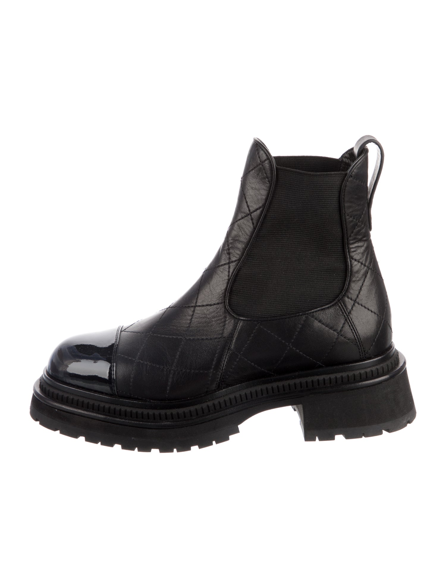 Chanel Quilted Pattern Leather Chelsea Boots - Black Boots, Shoes ...