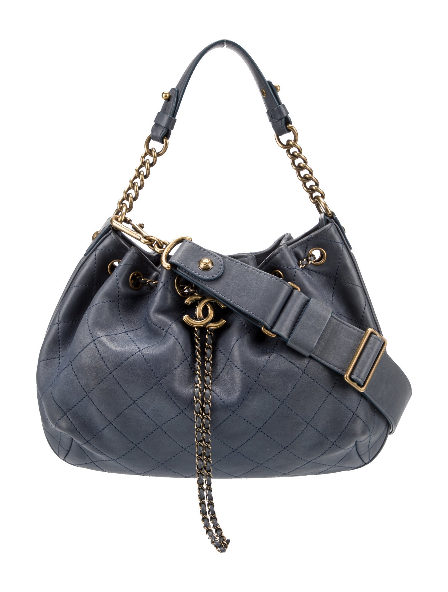 Chanel Small Paris-Rome Drawstring CC Bag - Blue Shoulder Bags ...