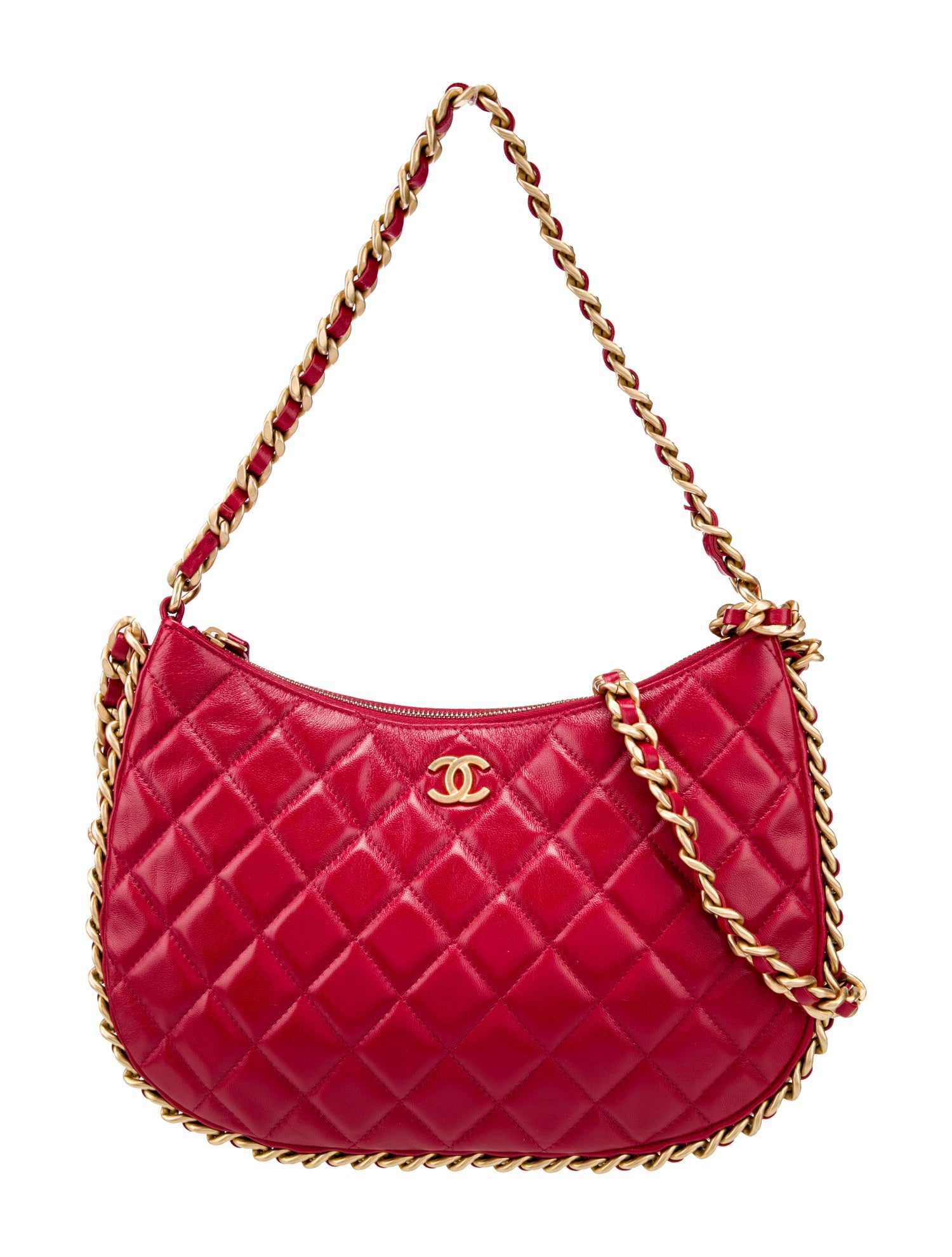 Chanel Large Chain Around Hobo - Red Crossbody Bags, Handbags ...
