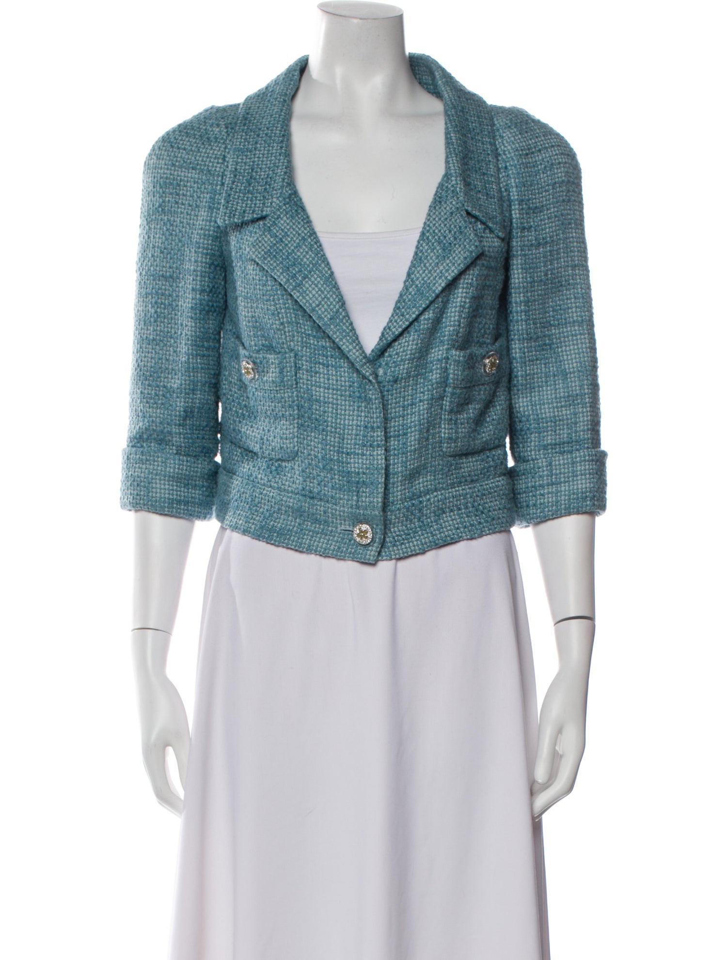 Chanel 2013 Tweed Pattern Denim Jacket - Blue Jackets, Clothing ...