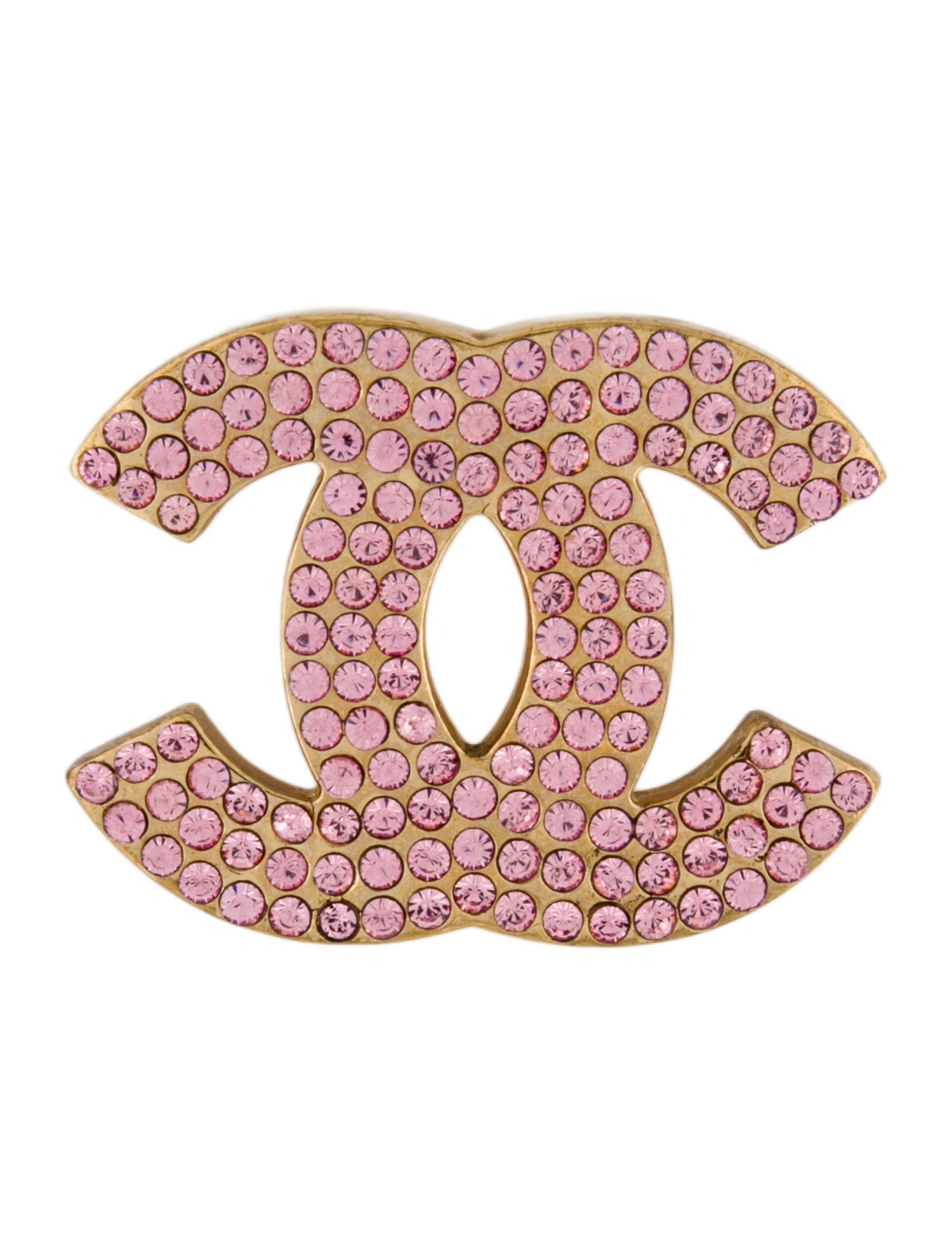 Chanel Strass CC Brooch - Pink, Gold-Plated Pin, Brooches - CHA1250769 ...