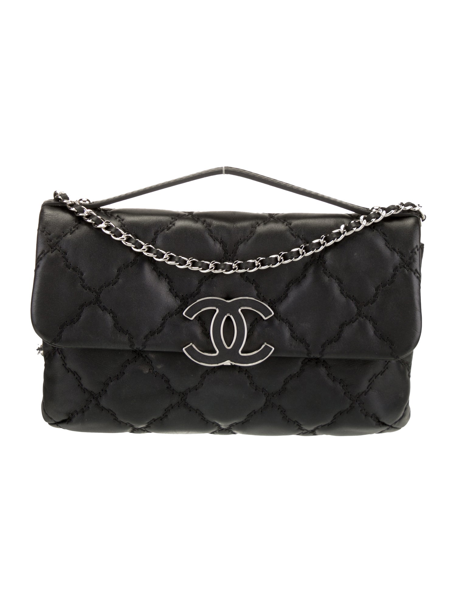 Chanel Double Stitch Mini Hamptons Flap Bag - Black Clutches, Handbags ...