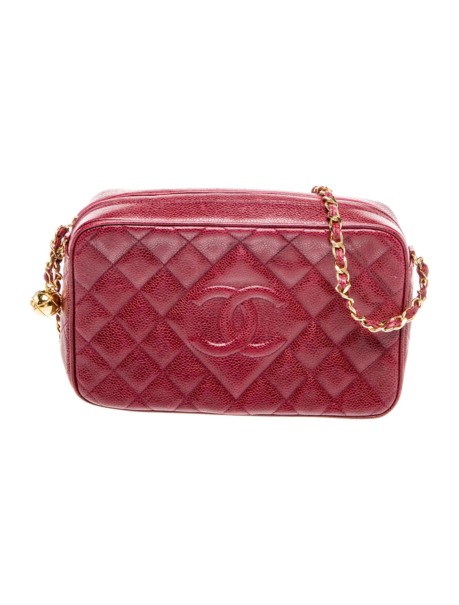 Chanel Quilted Caviar CC Camera Bag - Burgundy Crossbody Bags, Handbags ...