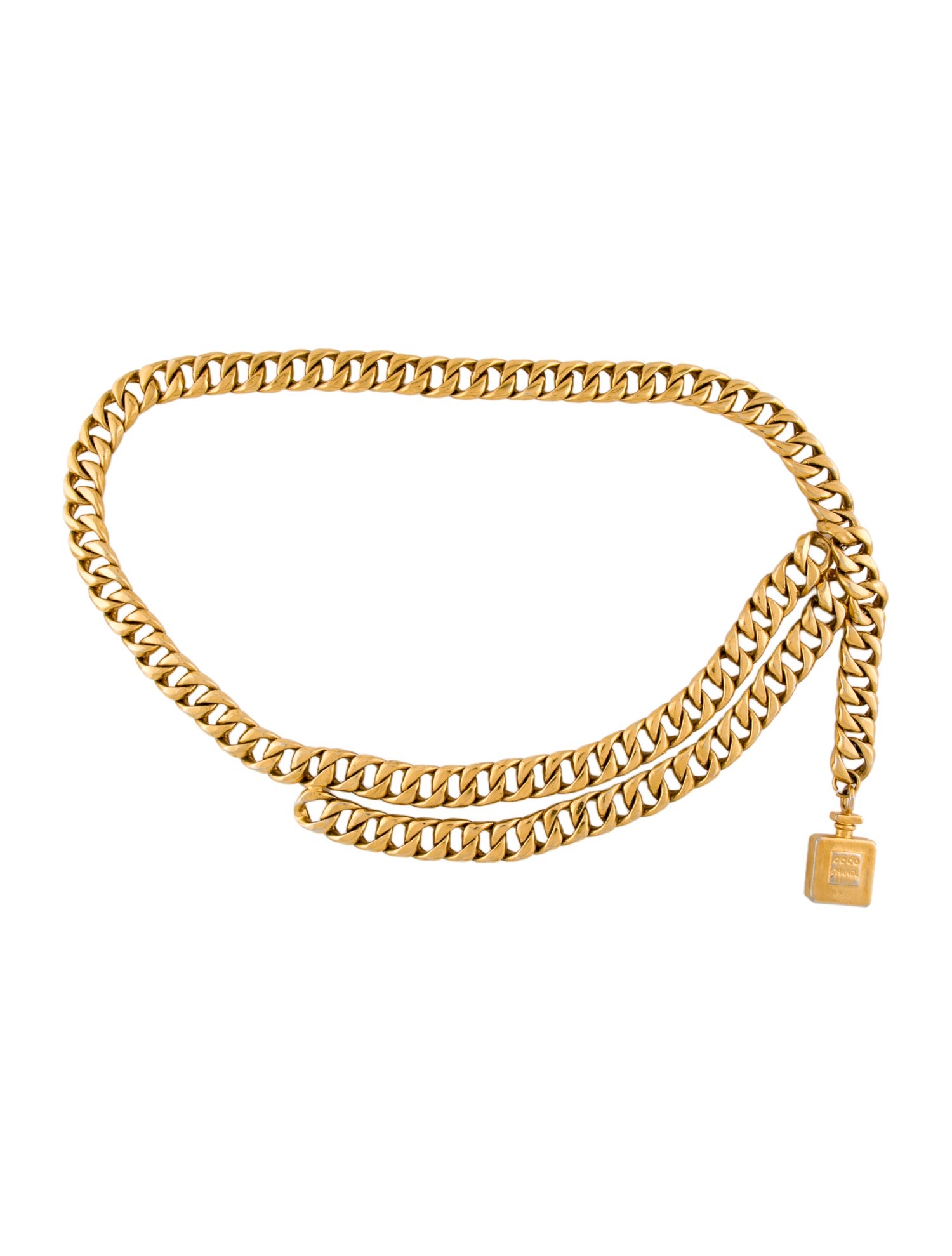 Chanel Vintage Interlocking CC Logo Chain-Link Belt - Gold Belts ...