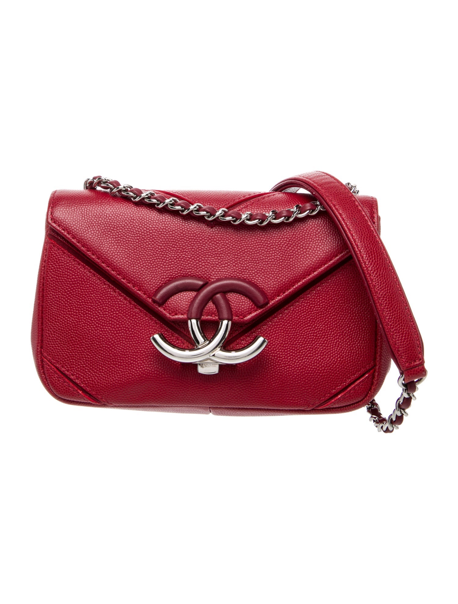 Chanel Macro Chevron Flap Shoulder Bag - Red Crossbody Bags, Handbags ...