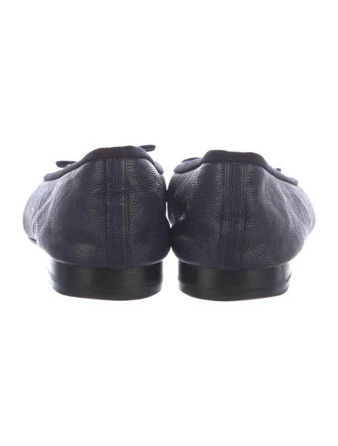 Chanel Interlocking CC Logo Leather Ballet Flats - Blue Flats, Shoes ...
