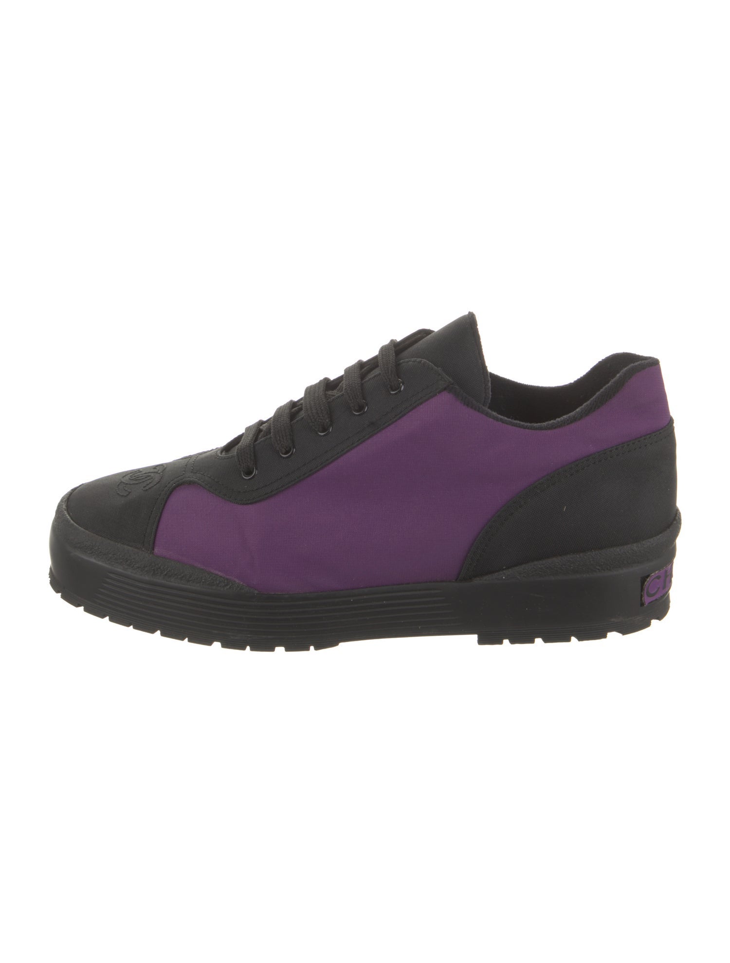 Chanel Interlocking CC Logo Canvas Sneakers - Purple Sneakers, Shoes ...