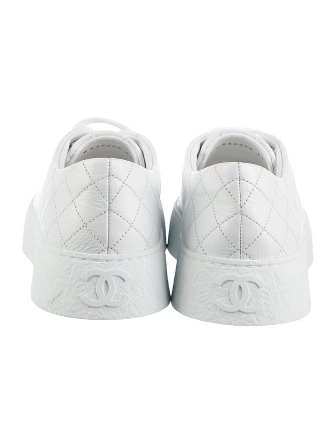 Chanel Interlocking CC Logo Leather Sneakers - White Sneakers, Shoes ...
