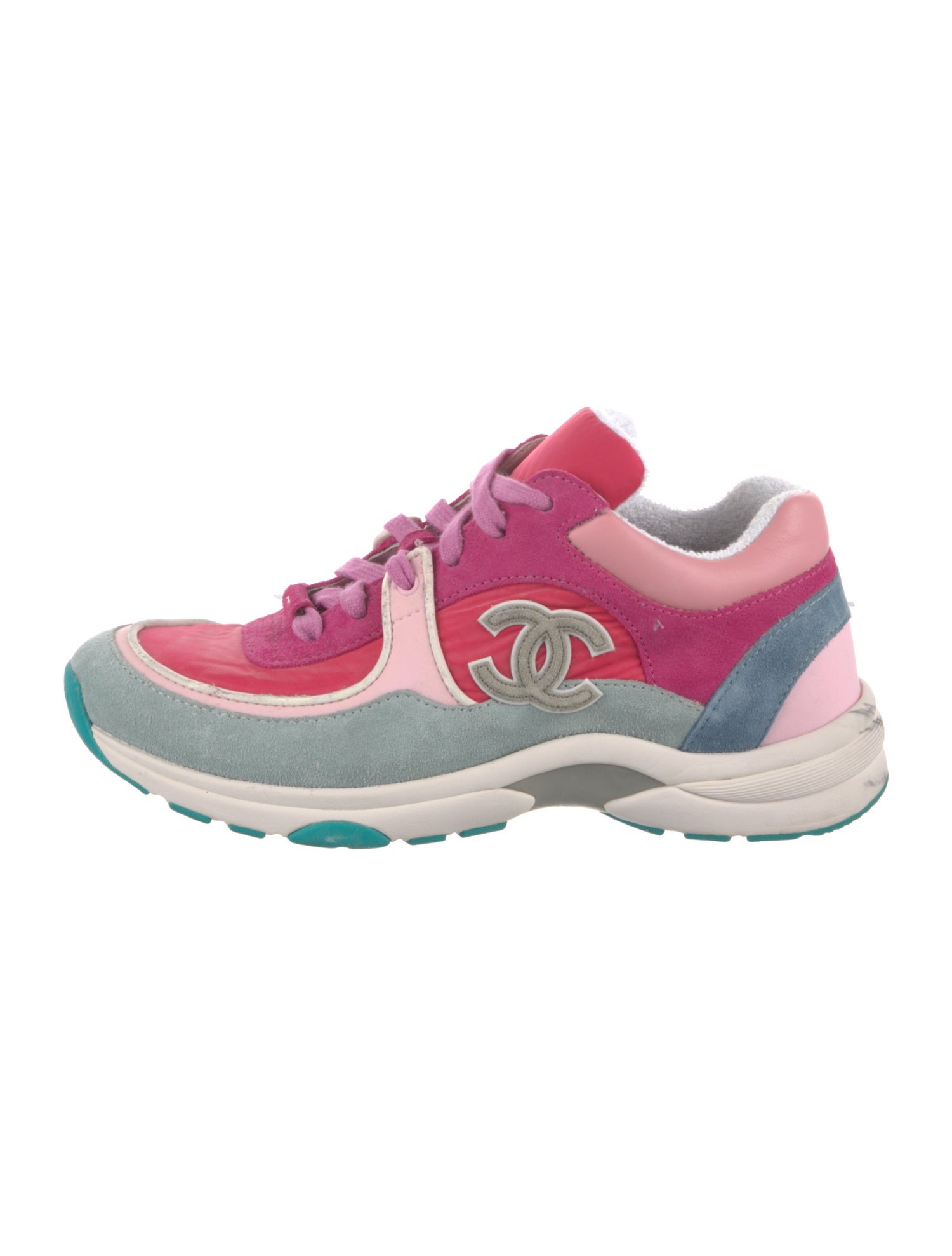 Chanel Interlocking CC Logo Sneakers - Pink Sneakers, Shoes ...