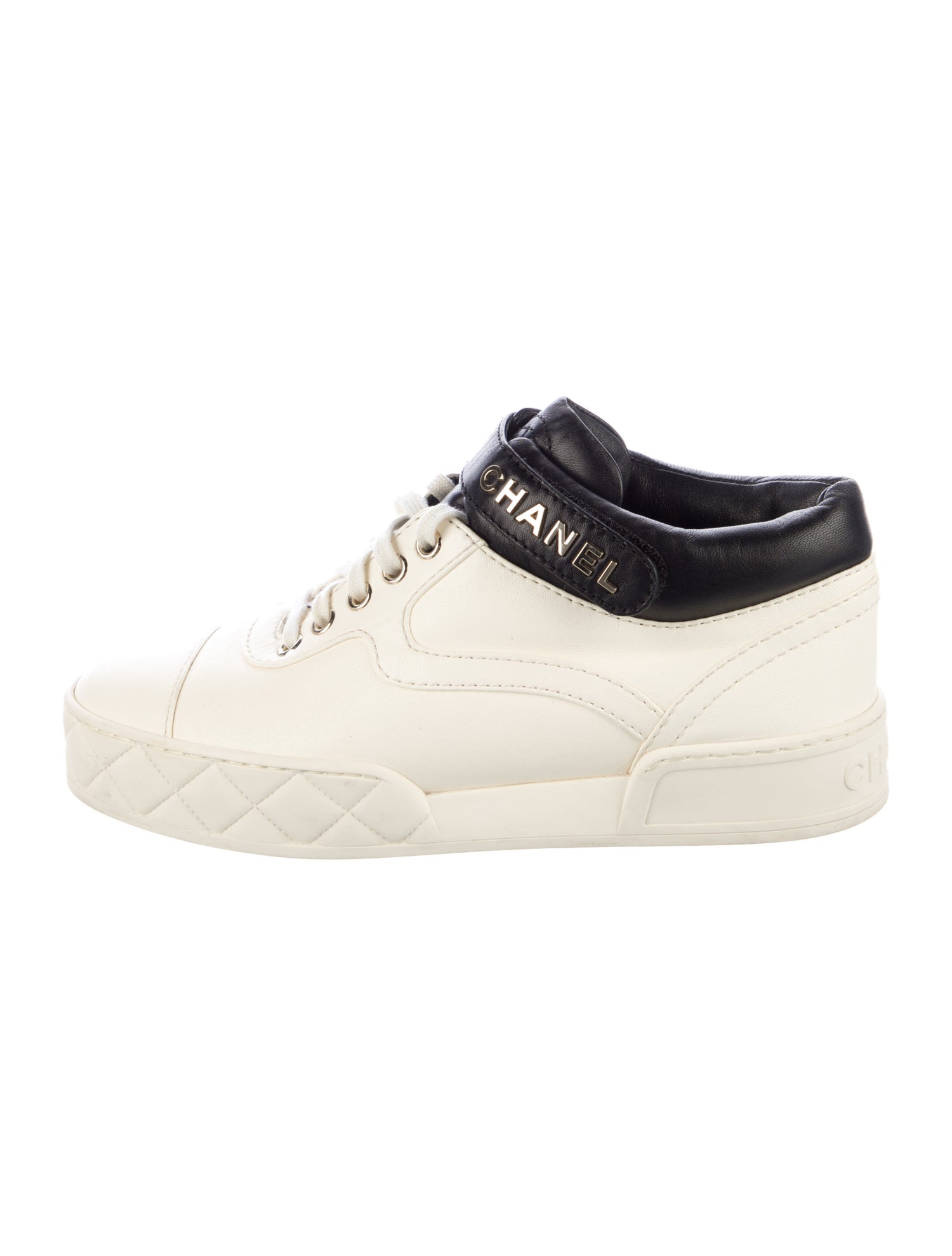 Chanel Interlocking CC Logo Leather Sneakers - White Sneakers, Shoes ...