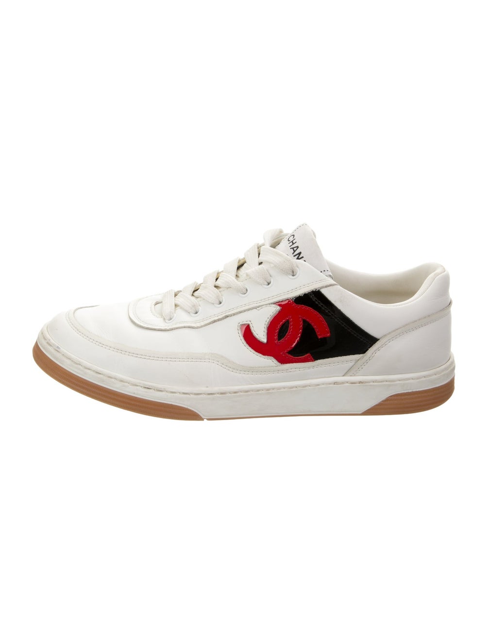 Chanel Interlocking CC Logo Leather Sneakers - White Sneakers, Shoes ...