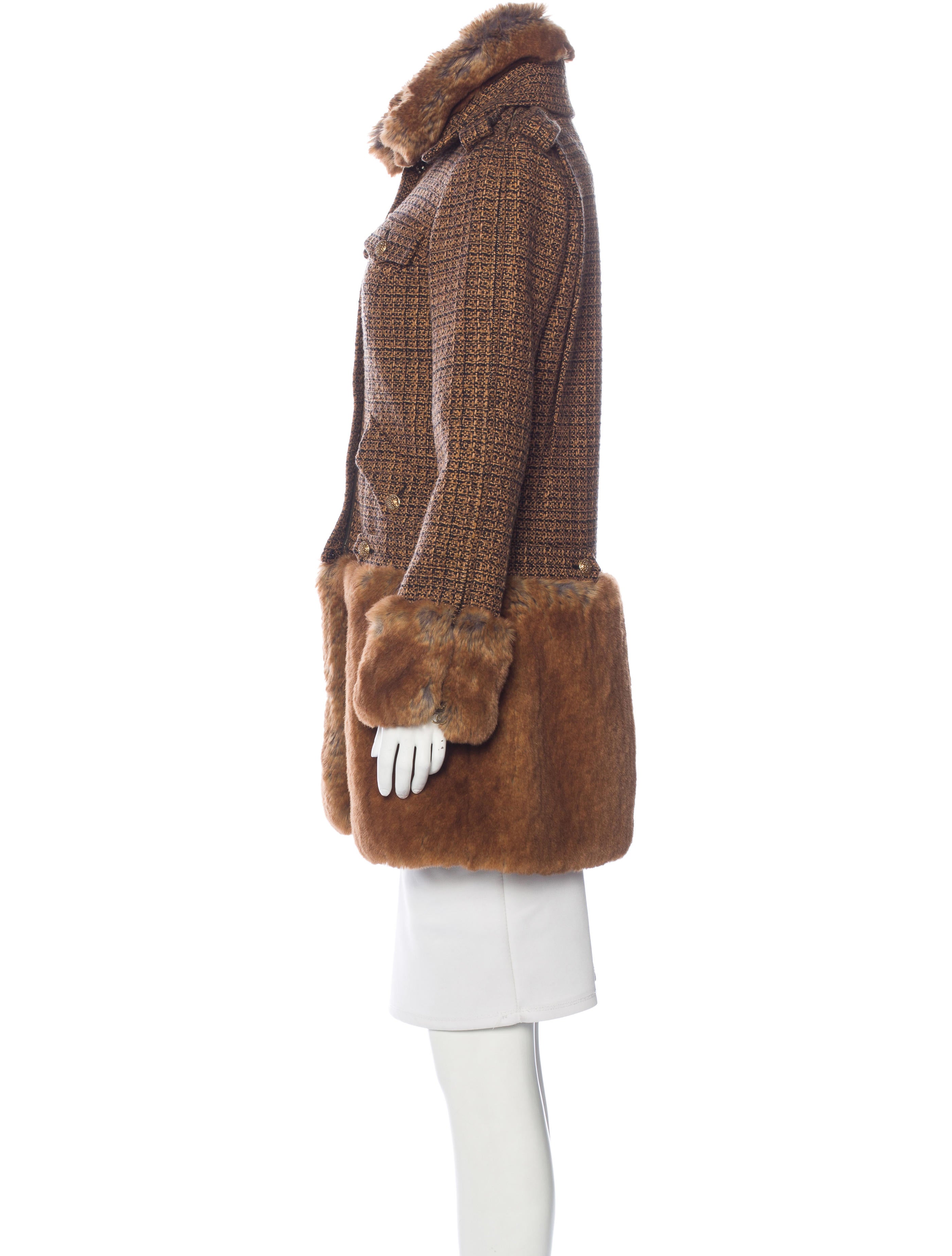 Chanel Tweed Fantasy Fur Coat - Brown Coats, Clothing - CHA157692 | The ...