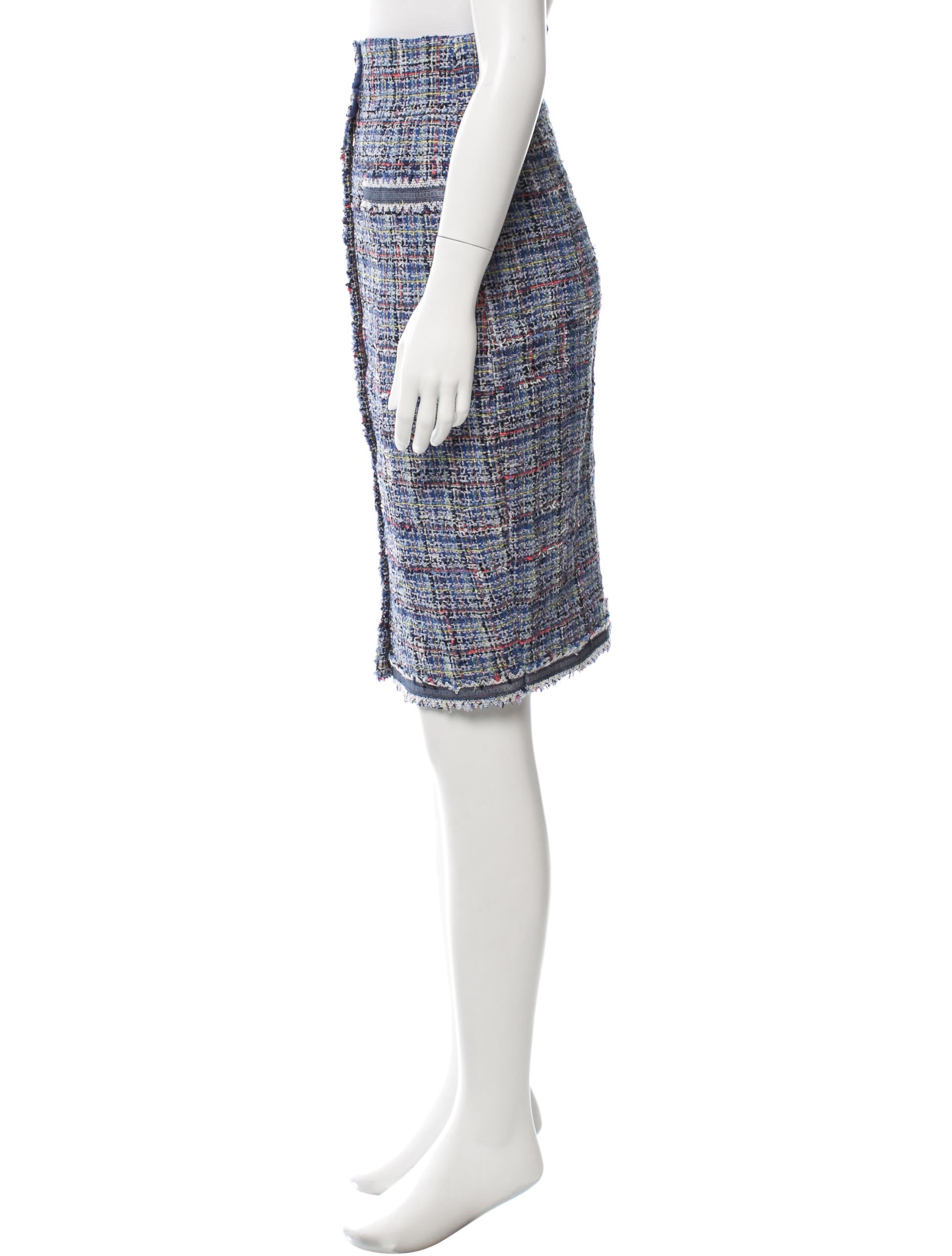Chanel Tweed Pencil Skirt - Blue Skirts, Clothing - CHA158951 | The ...