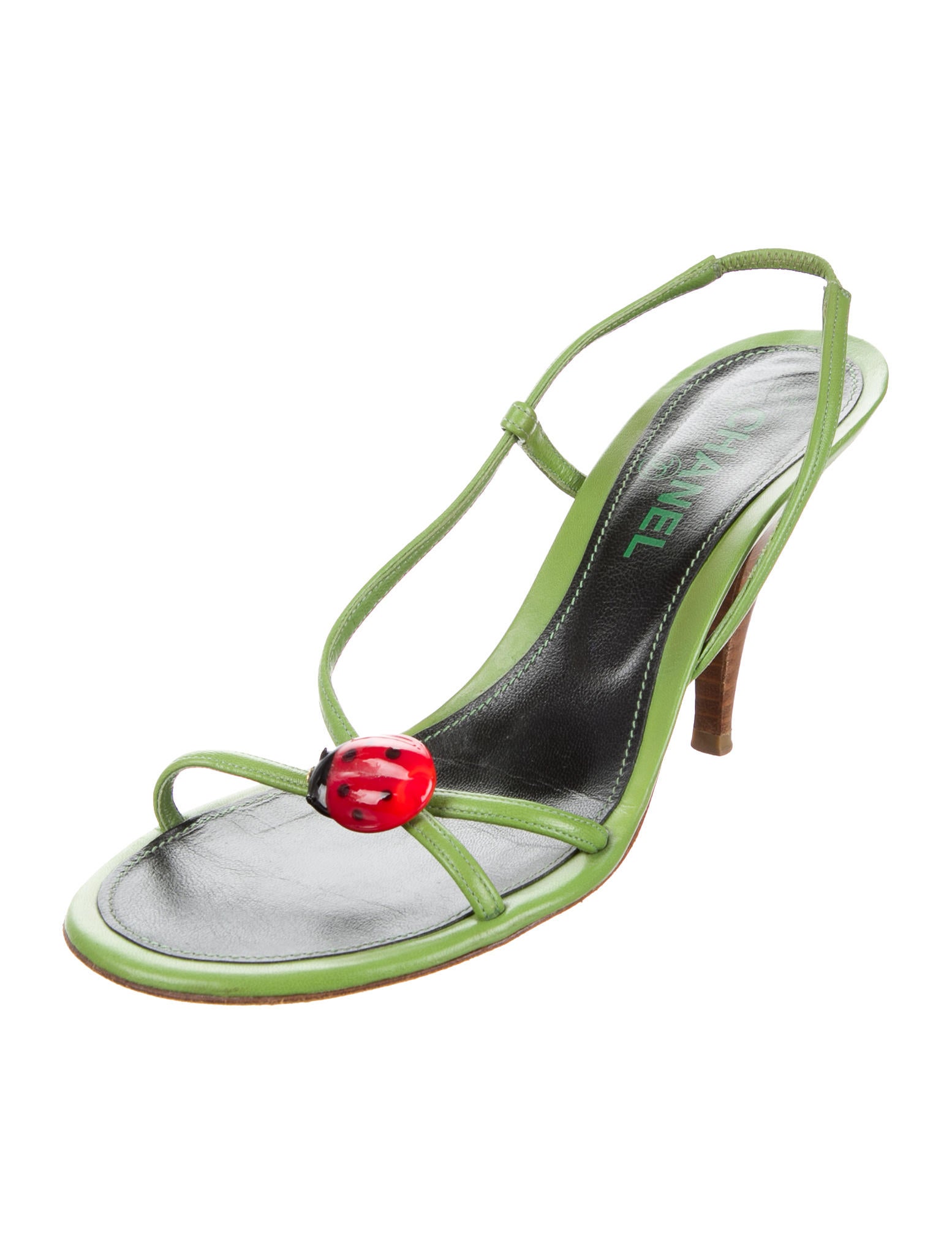 Chanel Ladybug Slingback Sandals - Green Sandals, Shoes - CHA166346 ...