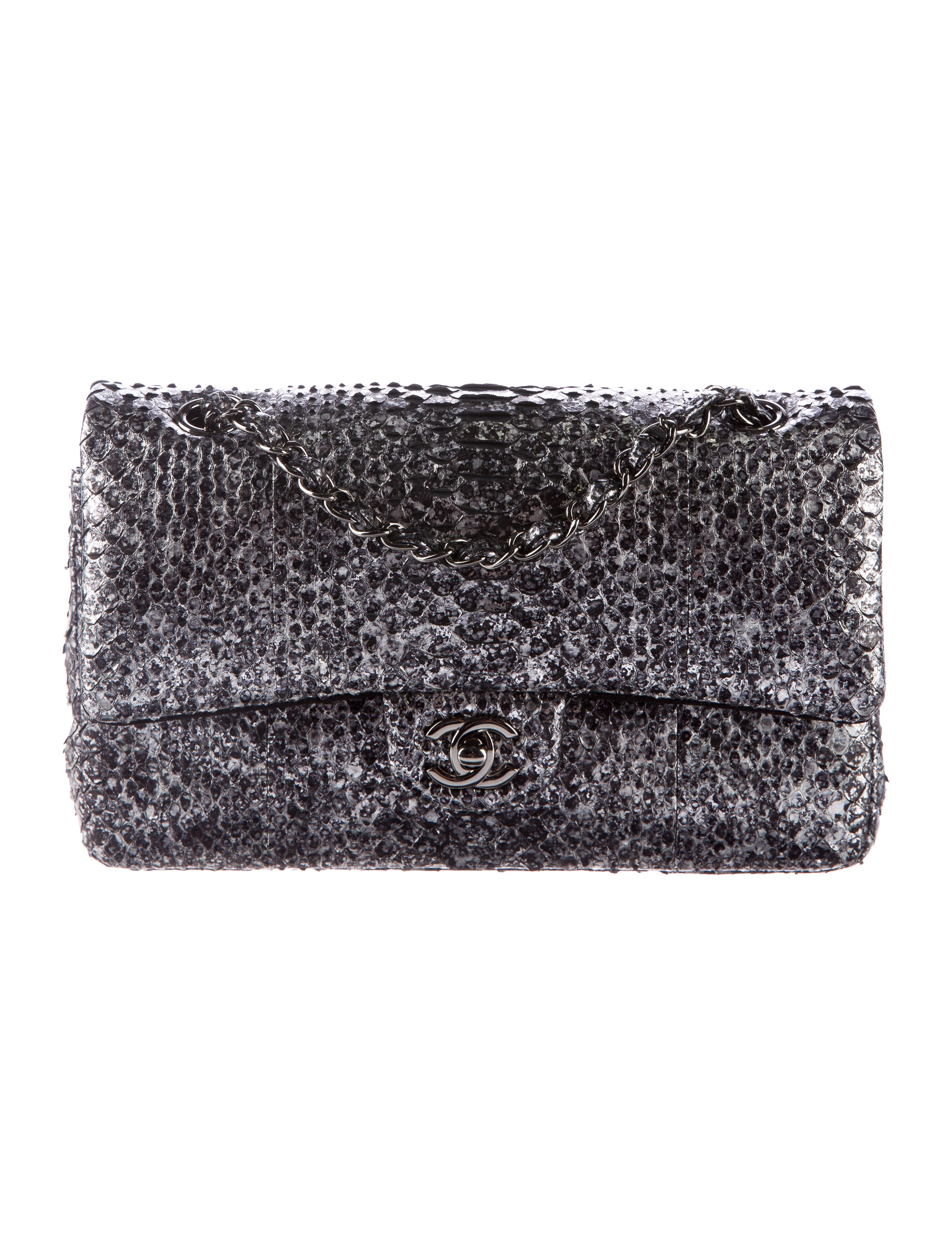 Chanel Python Classic Medium Double Flap Bag - Metallic Shoulder Bags ...